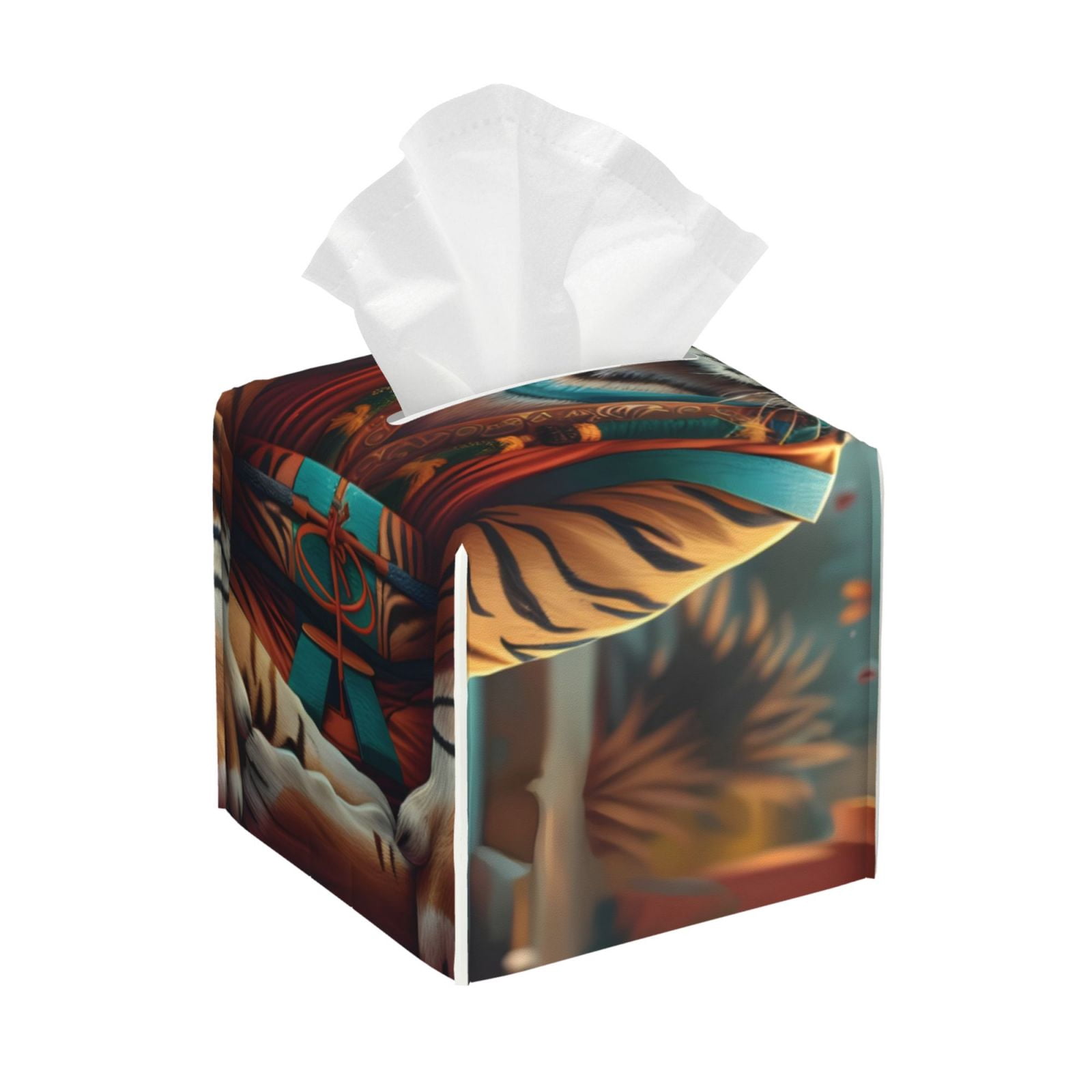 Goofa Pond Meditating Tiger Tissue Box Cover PVC Leather Tissue Holder ...