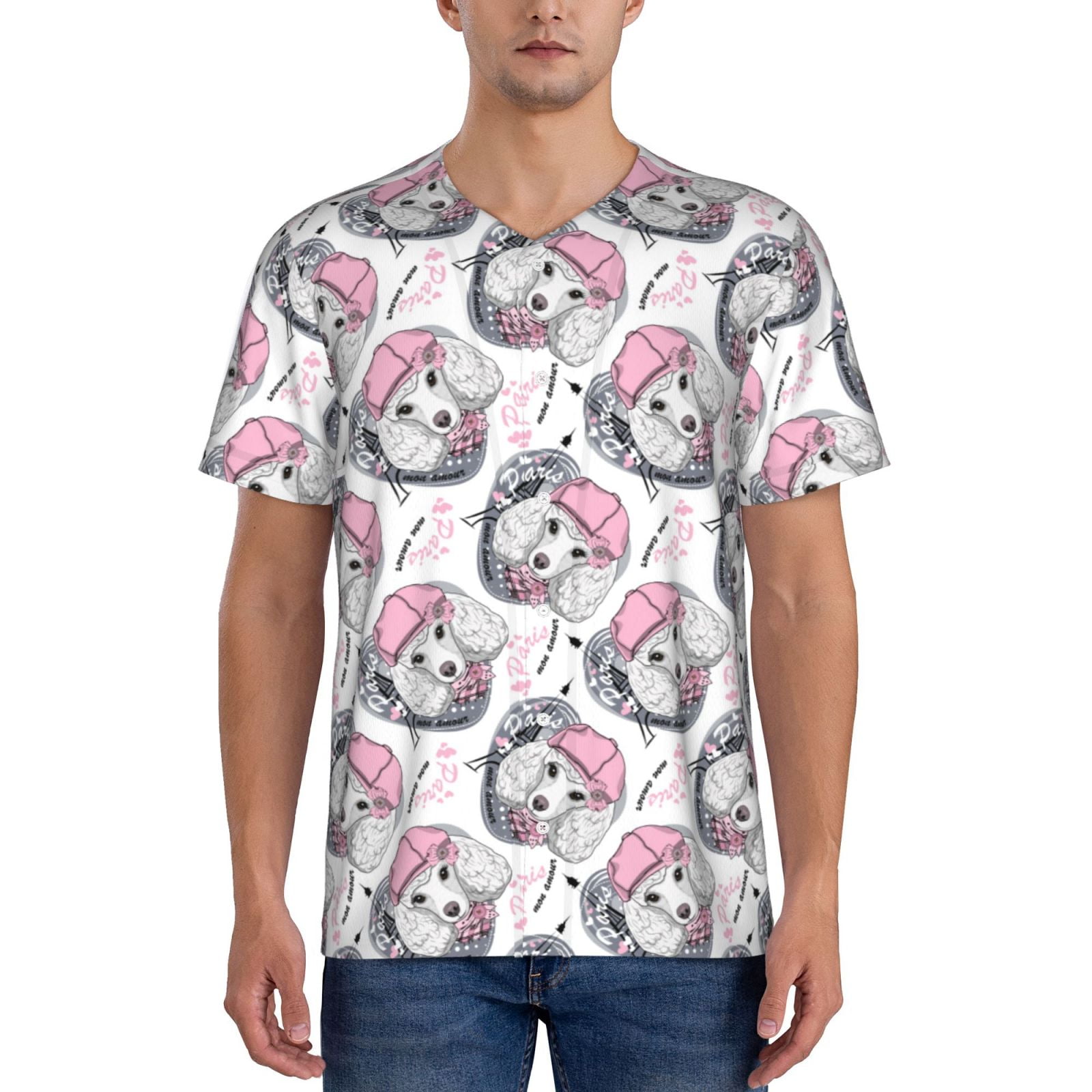 Goofa Poodle Dog Pattern Mens Golf Shirt Baseball T-shirt Moisture ...