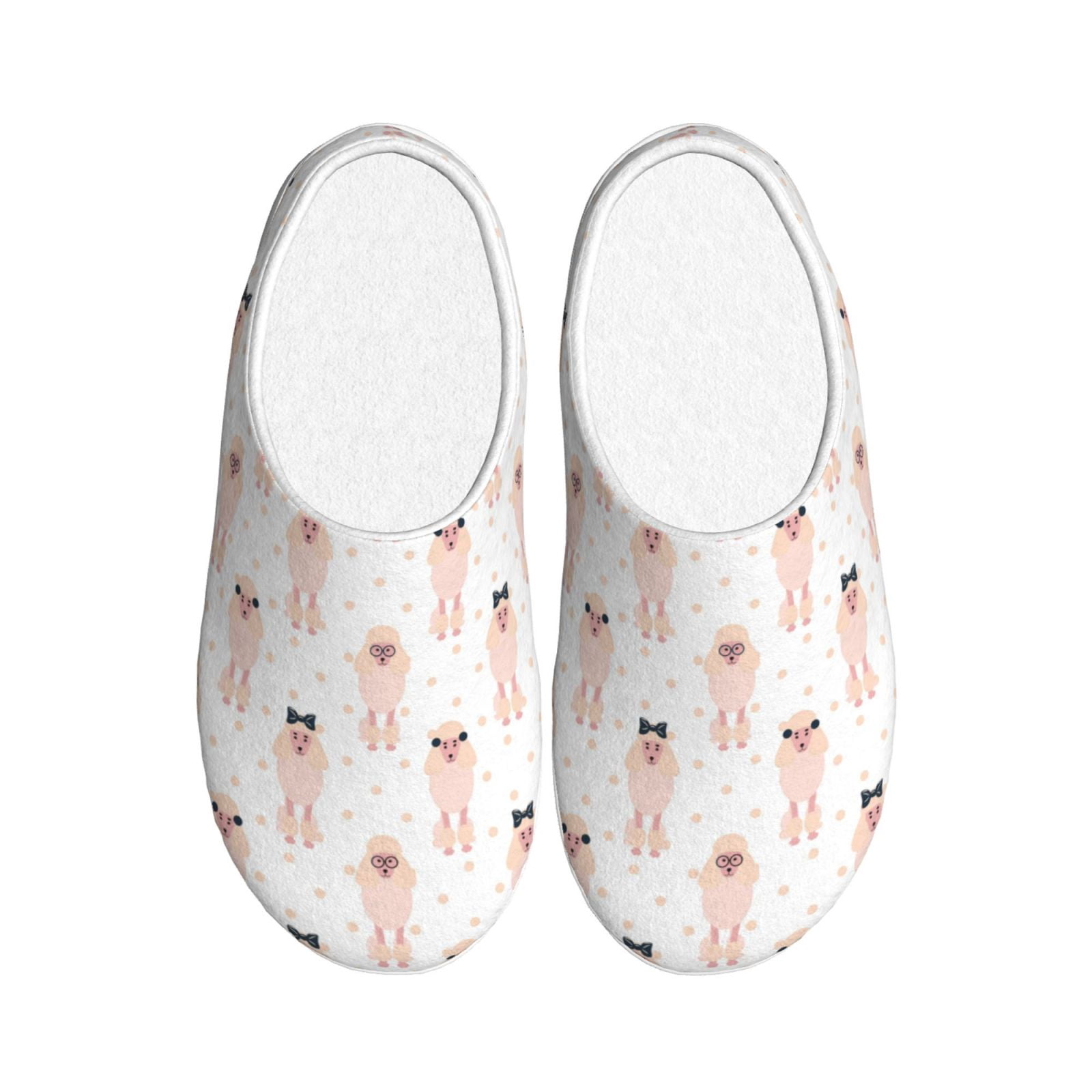 Goofa Poodle Dog Print Womens Mens Cotton Lightweight House Slippers ...