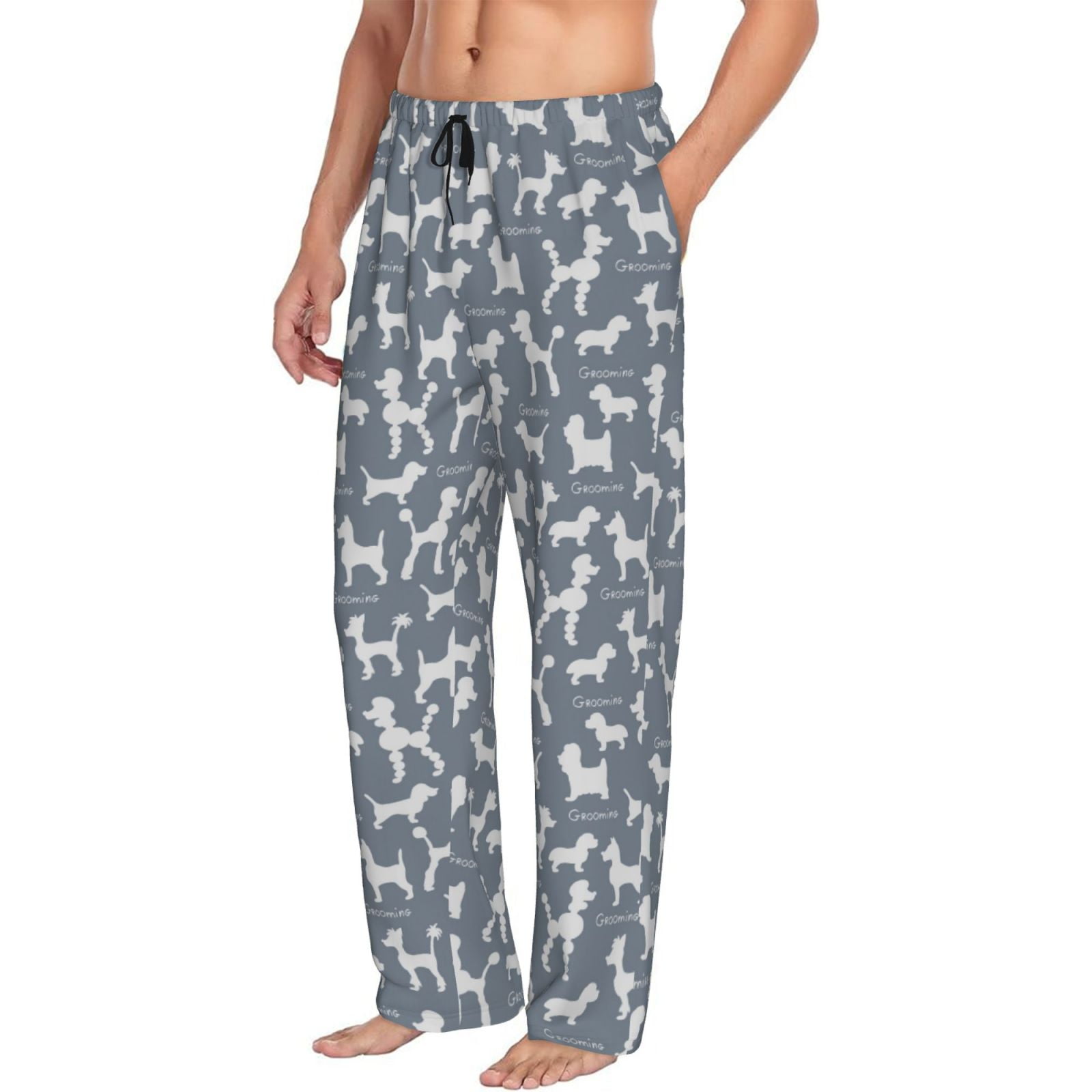 Goofa Poodle Dog Printed Soft Pajama Pants for Men, Wide Leg Comfy ...