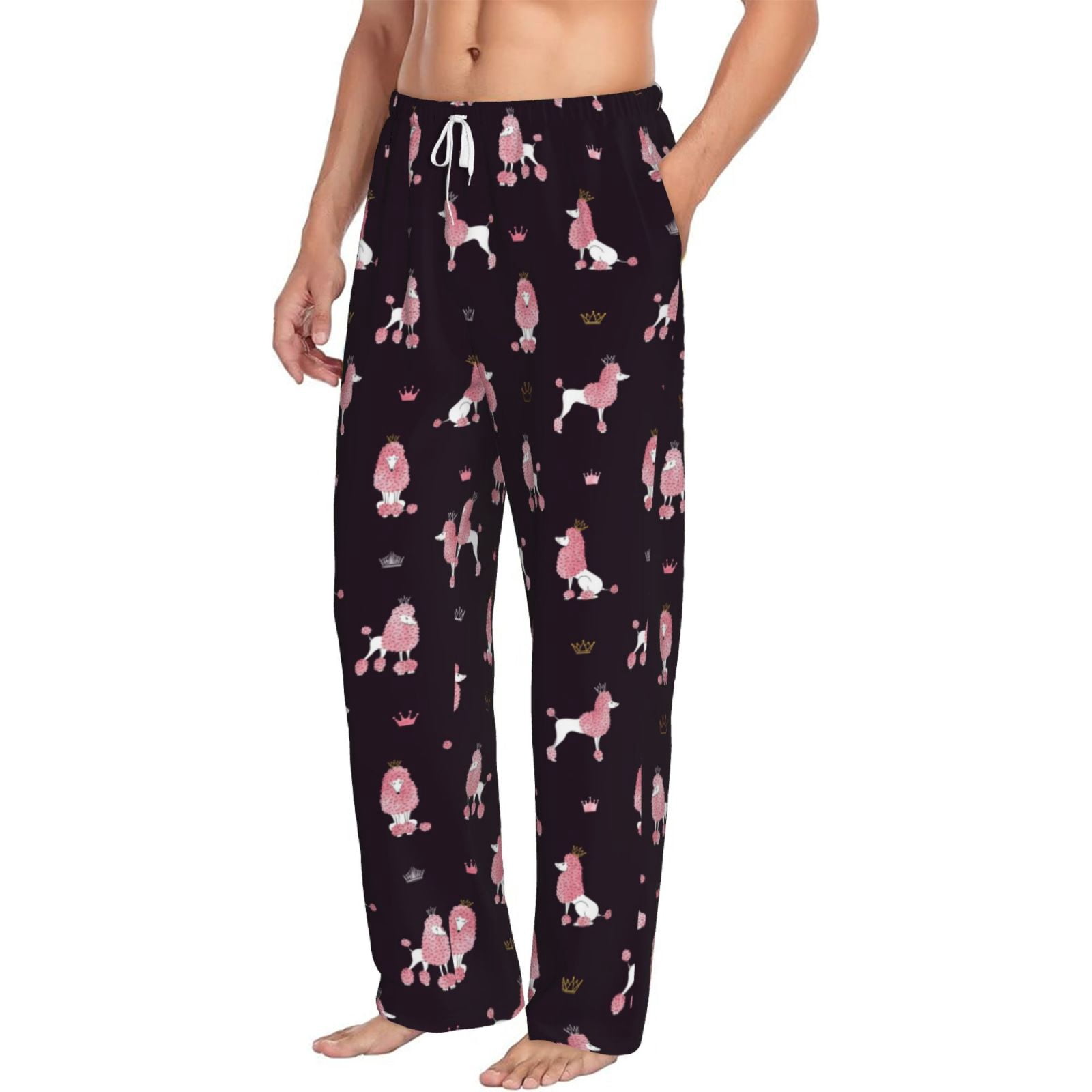 Goofa Poodle Dog Printed Soft Pajama Pants for Men, Wide Leg Comfy ...