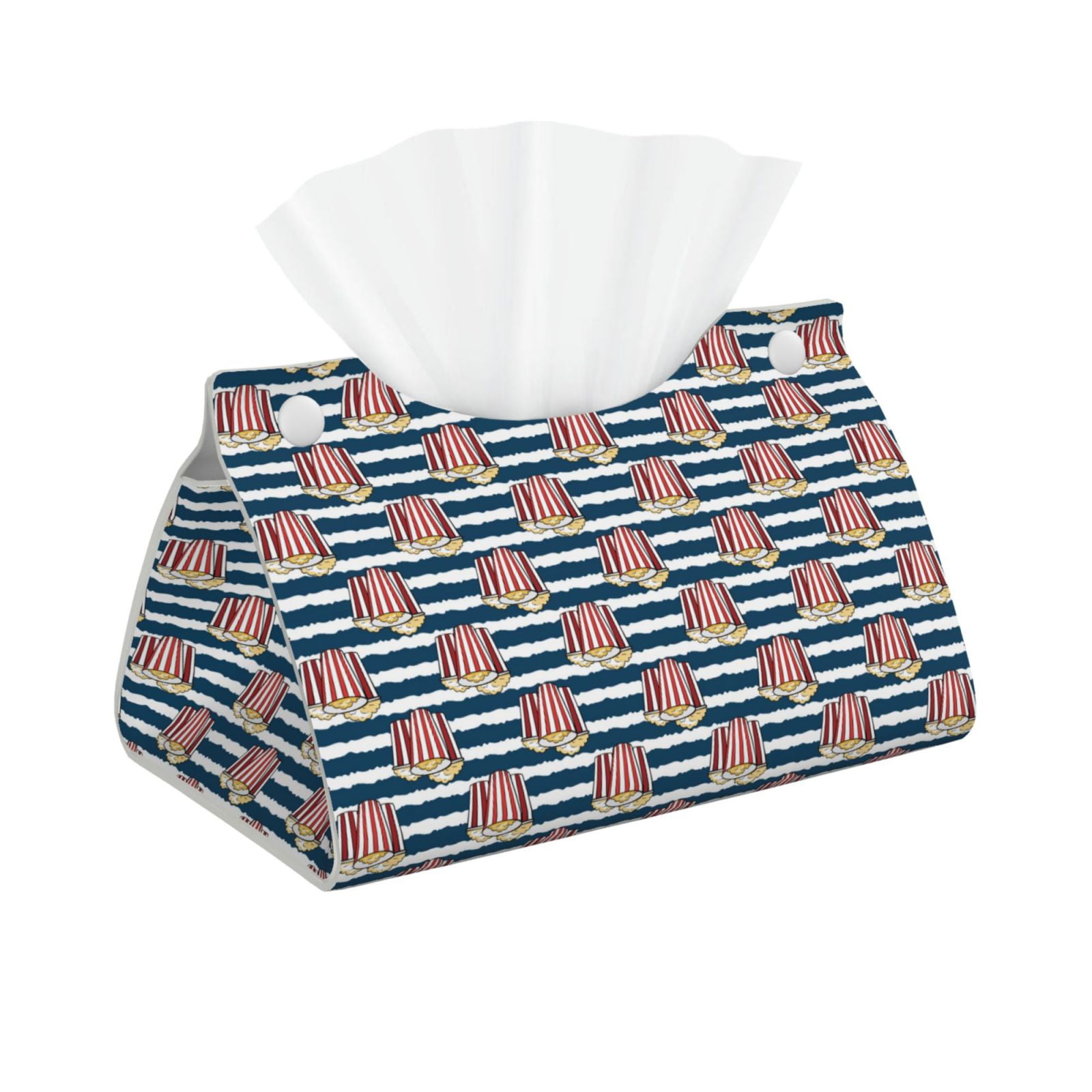 Goofa Popcorn On Blue Lines Pattern Triangle Square Tissue Box Cover ...