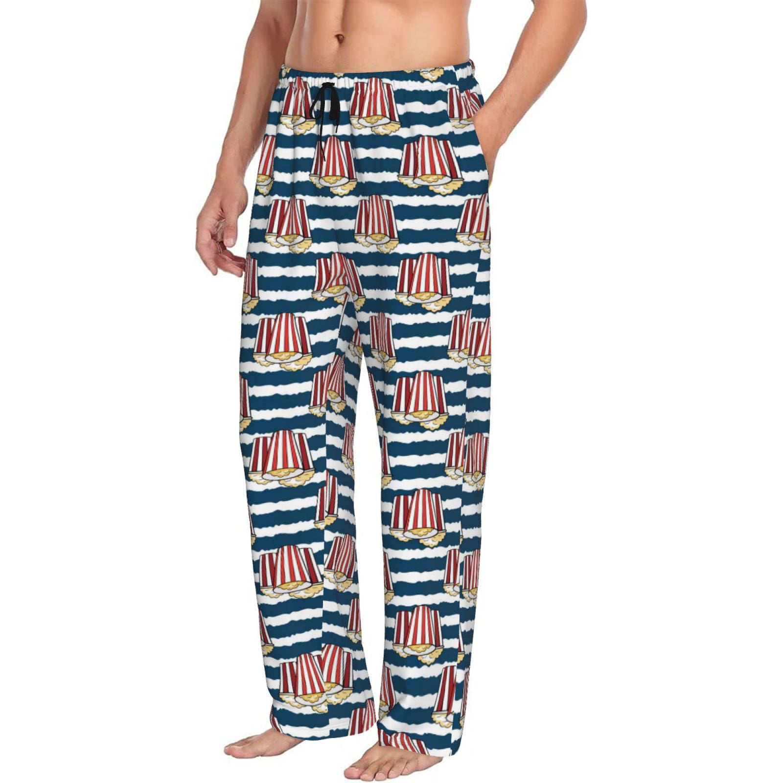 Goofa Popcorn Printed Soft Pajama Pants for Men, Wide Leg Comfy Casual ...