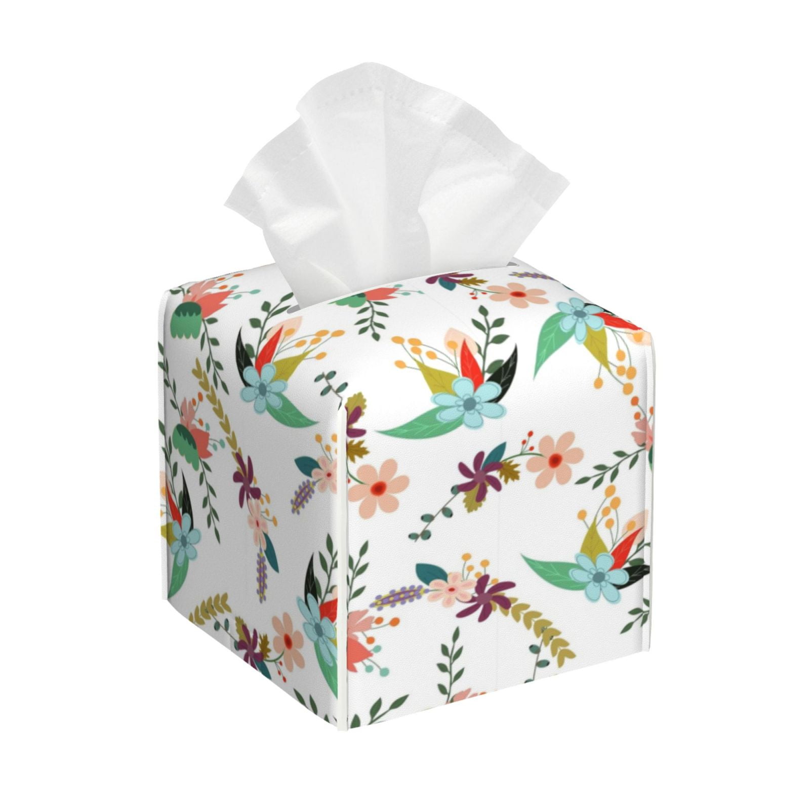 Goofa Pretty Floral With Leaves Tissue Box Cover PVC Leather Tissue ...
