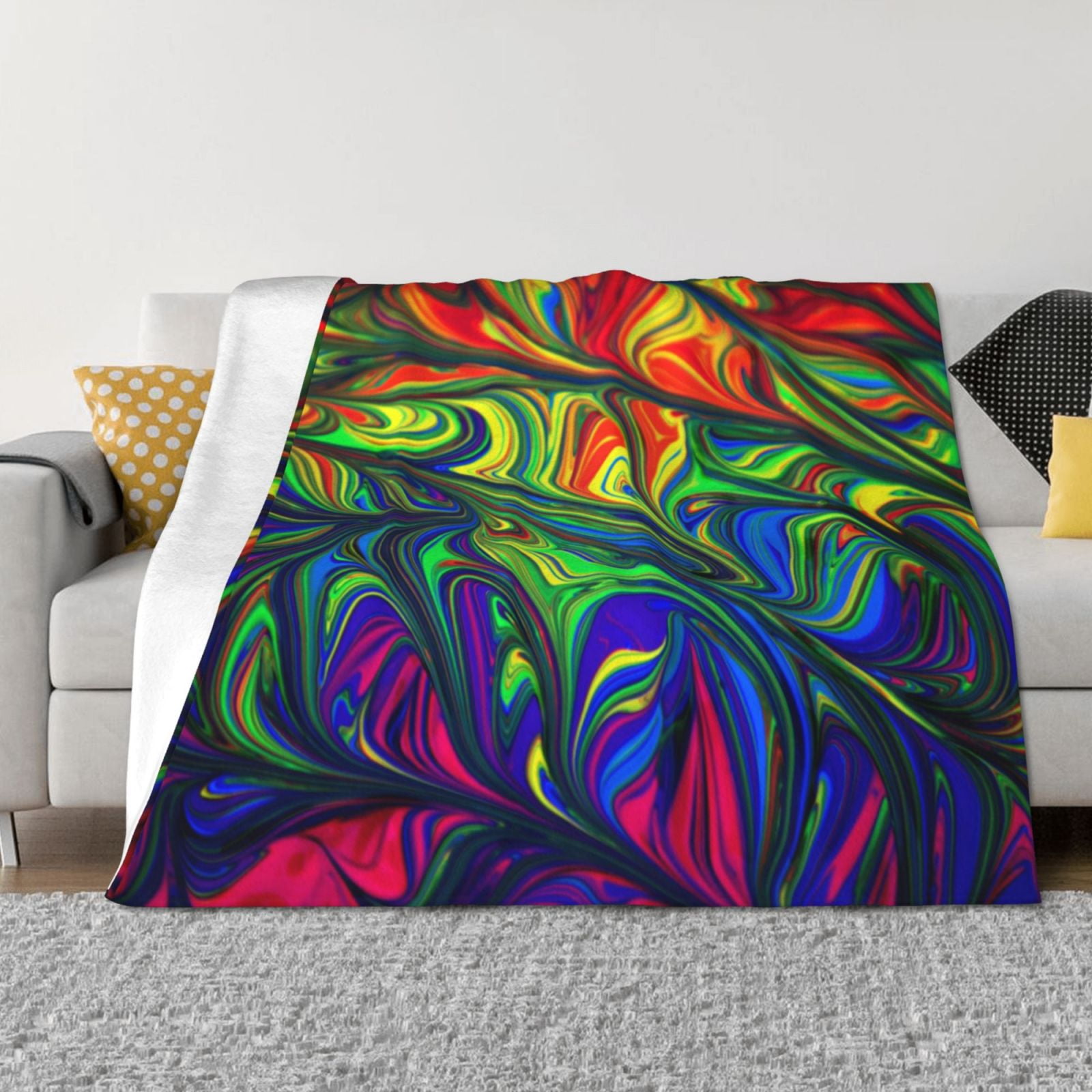 Goofa Pride Rainbow Pattern Fleece Throw Blanket for Couch, Soft ...