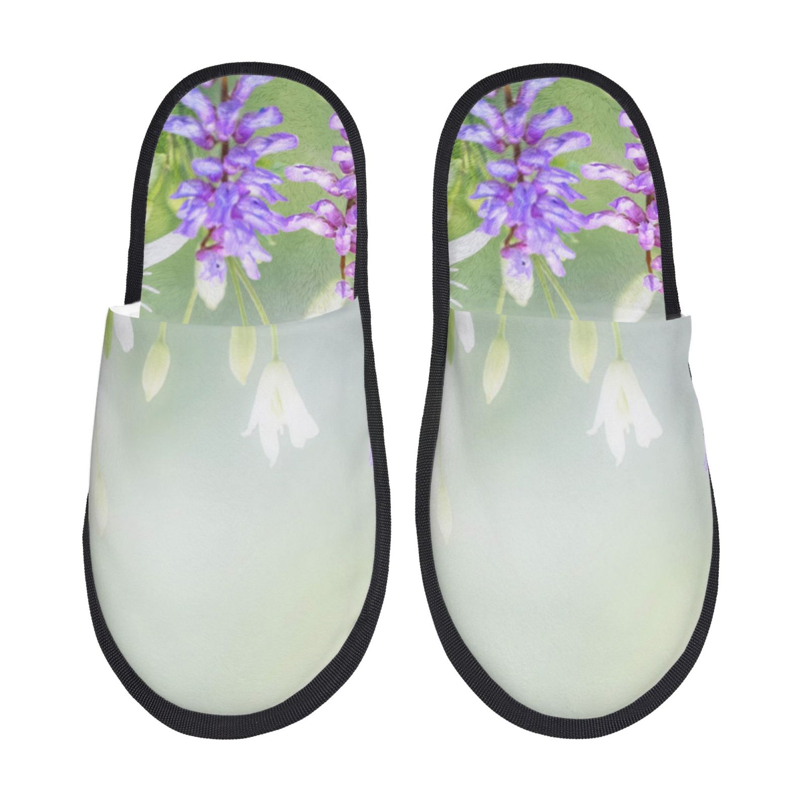 Goofa Purple Butterfly On Wild Pattern Plush Furry Slippers for Men ...