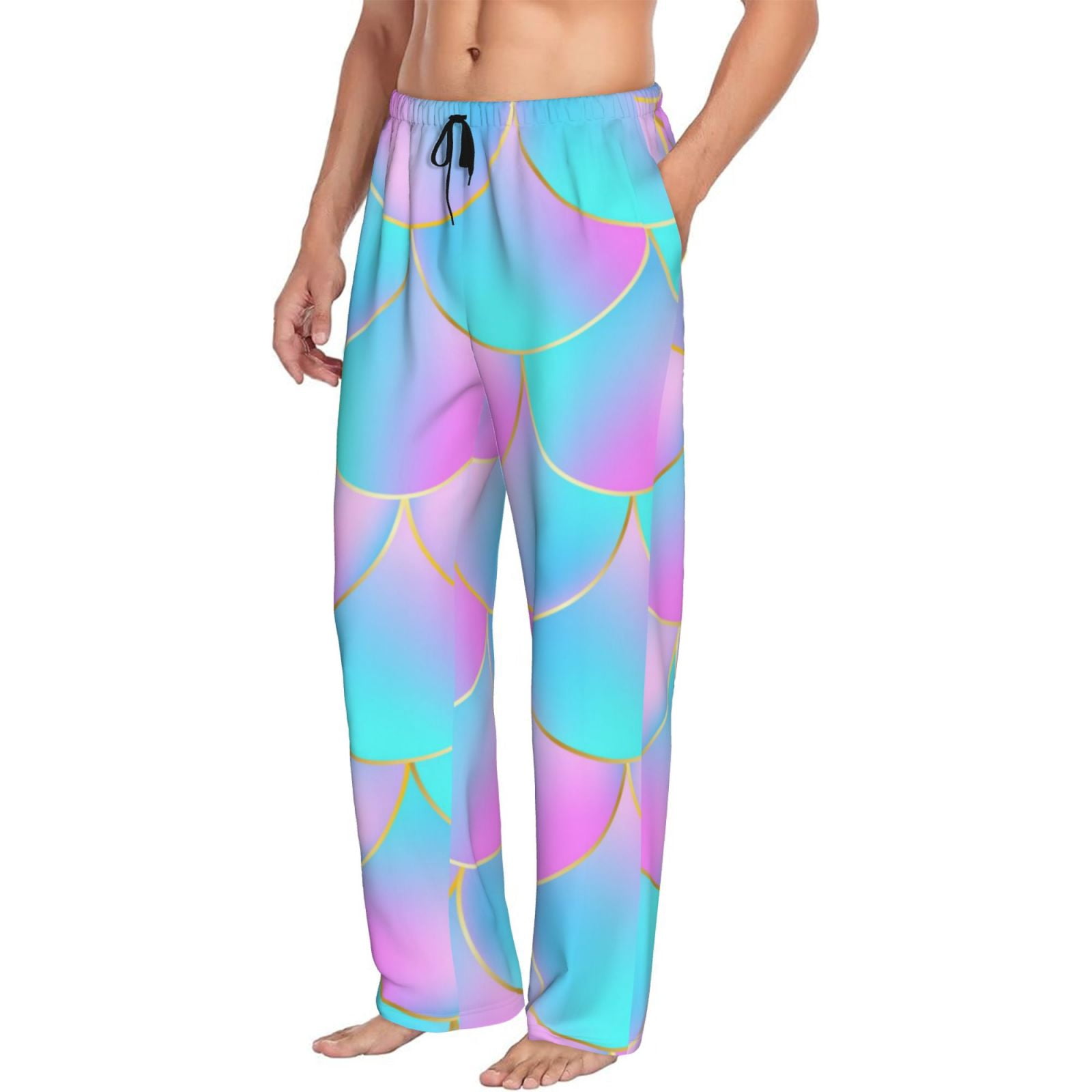 Goofa Purple Dragon Scales Printed Soft Pajama Pants for Men, Wide Leg ...