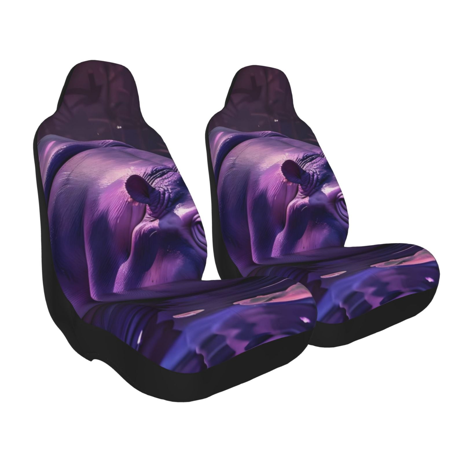 Goofa Purple Hippo In Water Printed Car Seat Covers, Automotive Seat ...