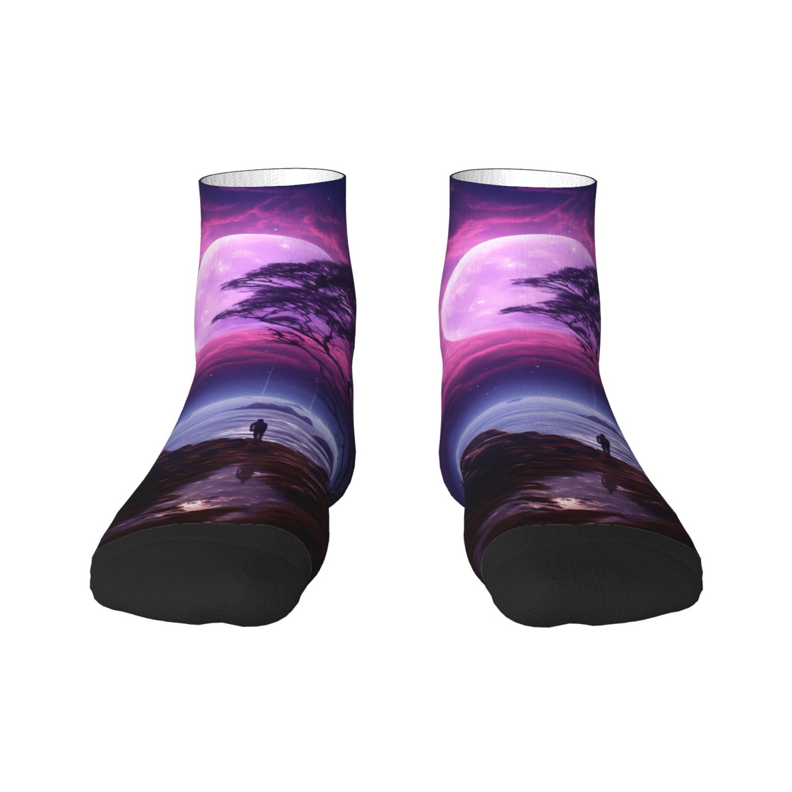 Goofa Purple Moon Tree Night Sky Pattern Non Slip Socks with Grips for ...