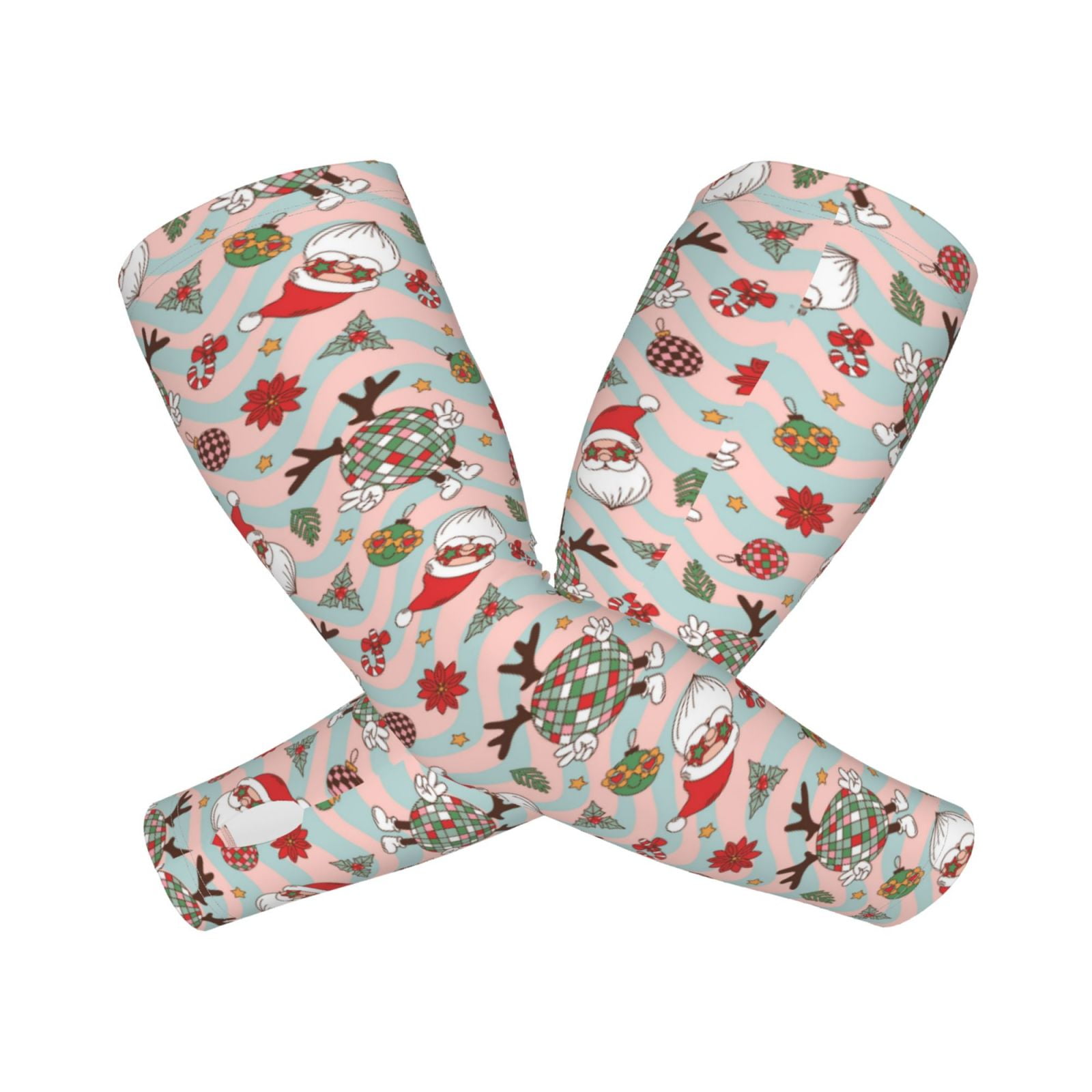 Goofa Quirky Santa Reindeer Retro Wave Pattern UV Sun Protection Arm ...