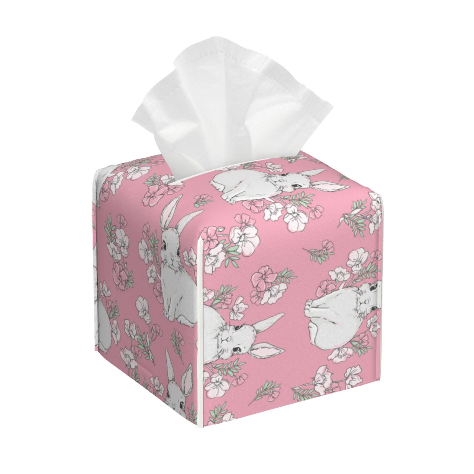 Goofa Rabbit And Flower Tissue Box Cover PVC Leather Tissue Holder ...