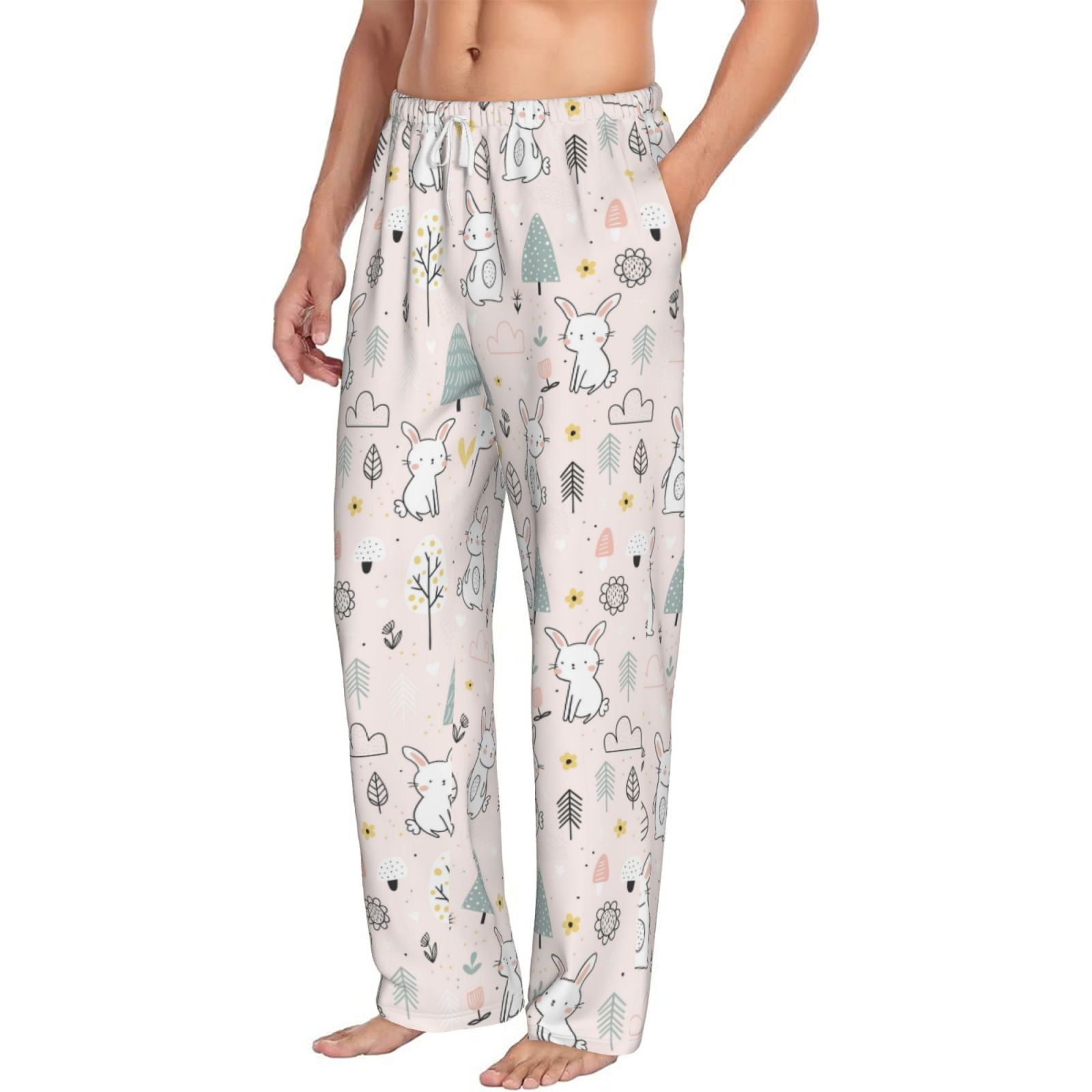 Goofa Rabbit Forest Printed Soft Pajama Pants for Men, Wide Leg Comfy ...