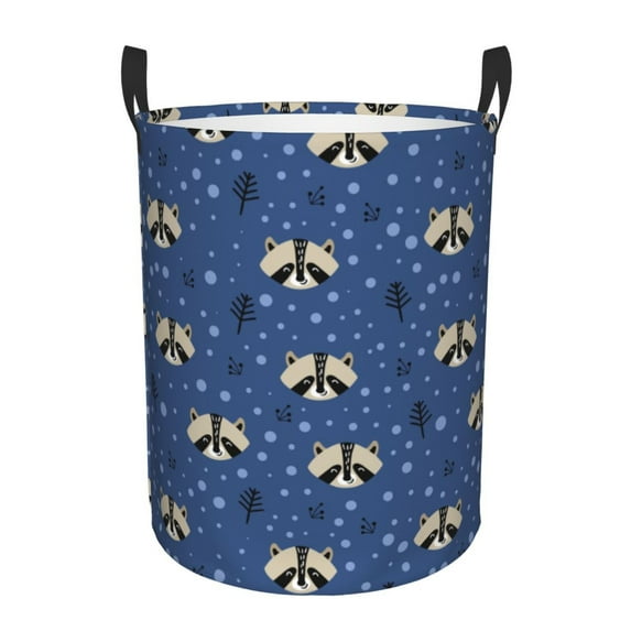 Goofa Raccoon blue point Printed Circular Hamper,Laundry Basket with ...