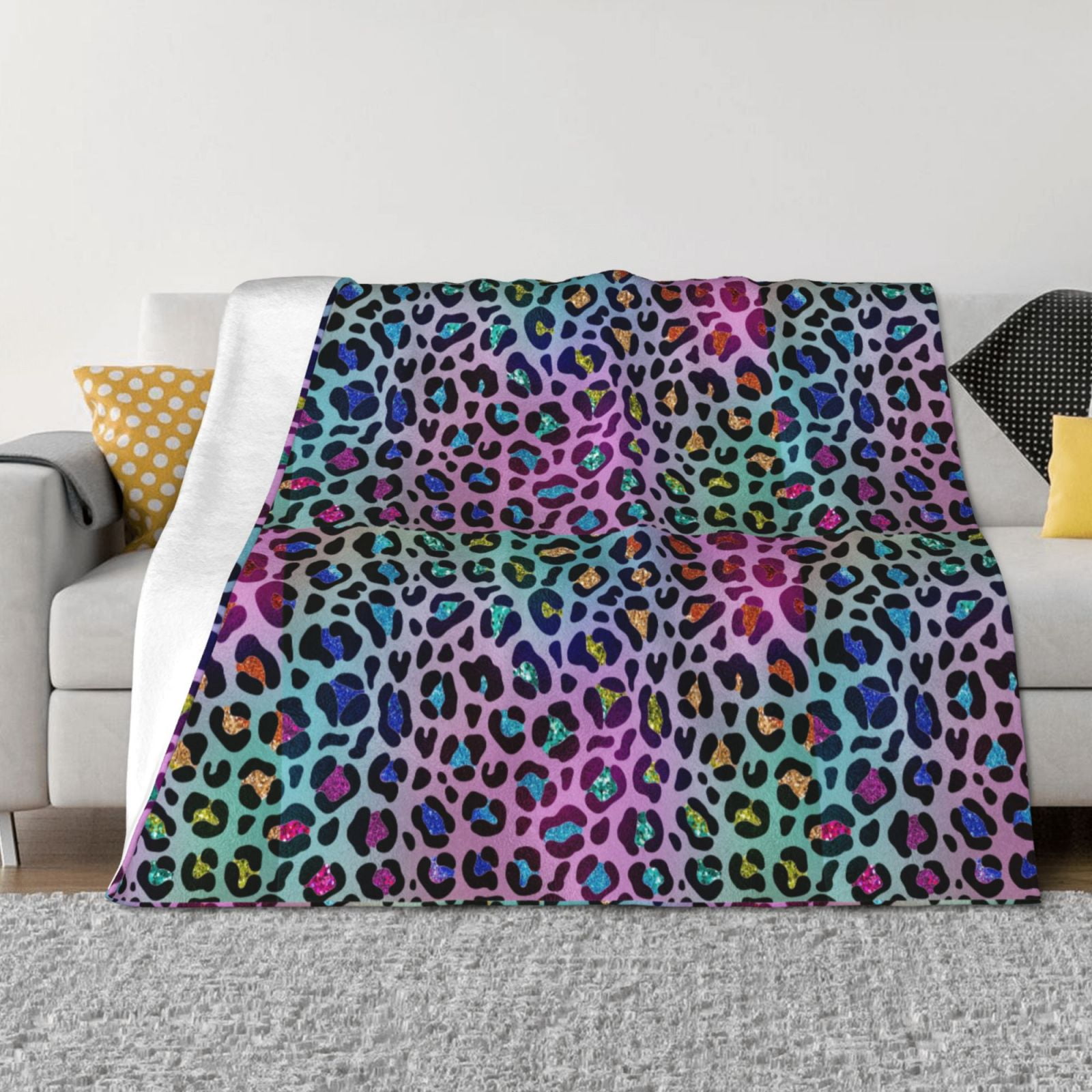Goofa Rainbow Animal Skin Pattern Fleece Throw Blanket for Couch, Soft ...