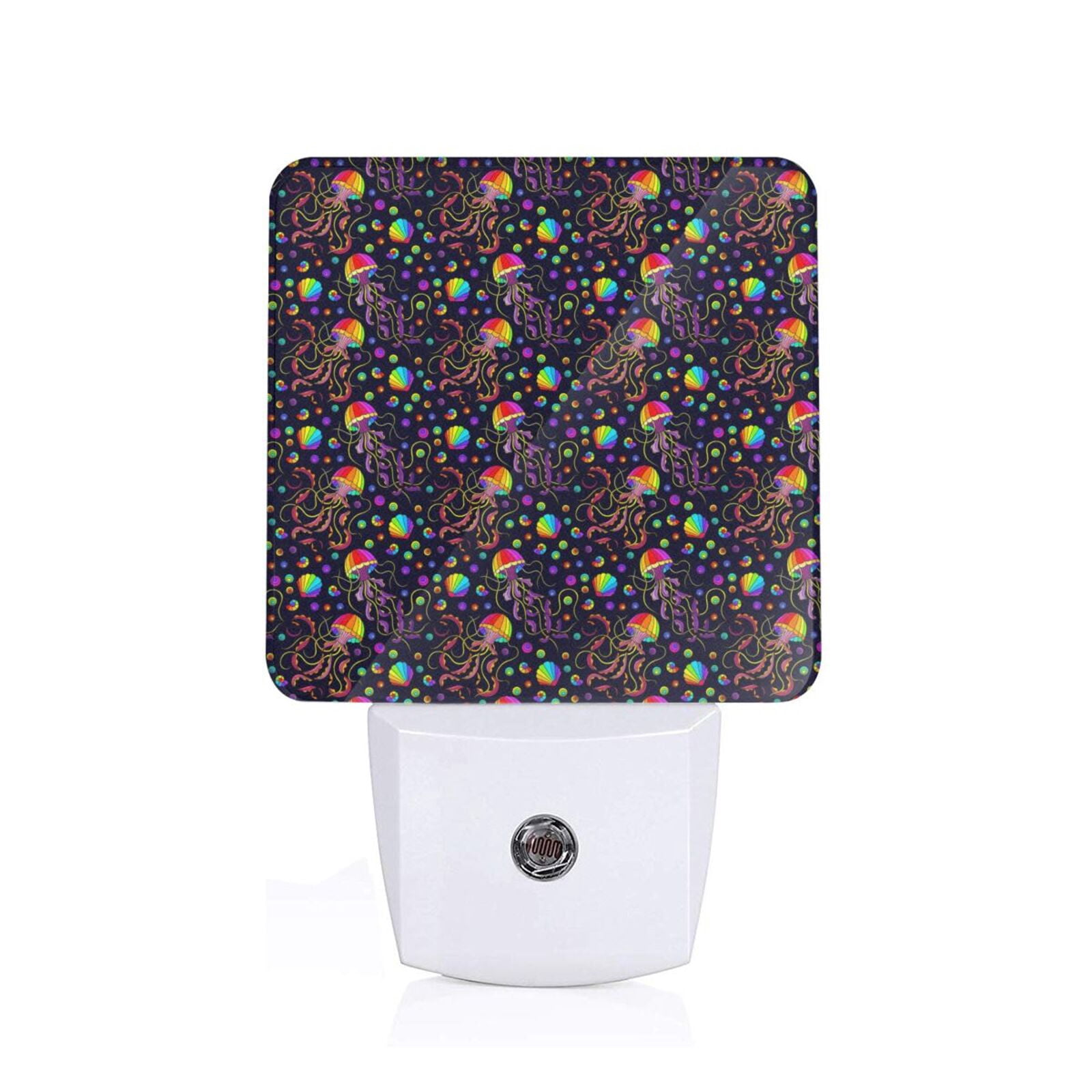 Goofa Rainbow Jellyfishes Night Light, Plug-in, Dusk to Dawn Sensor ...