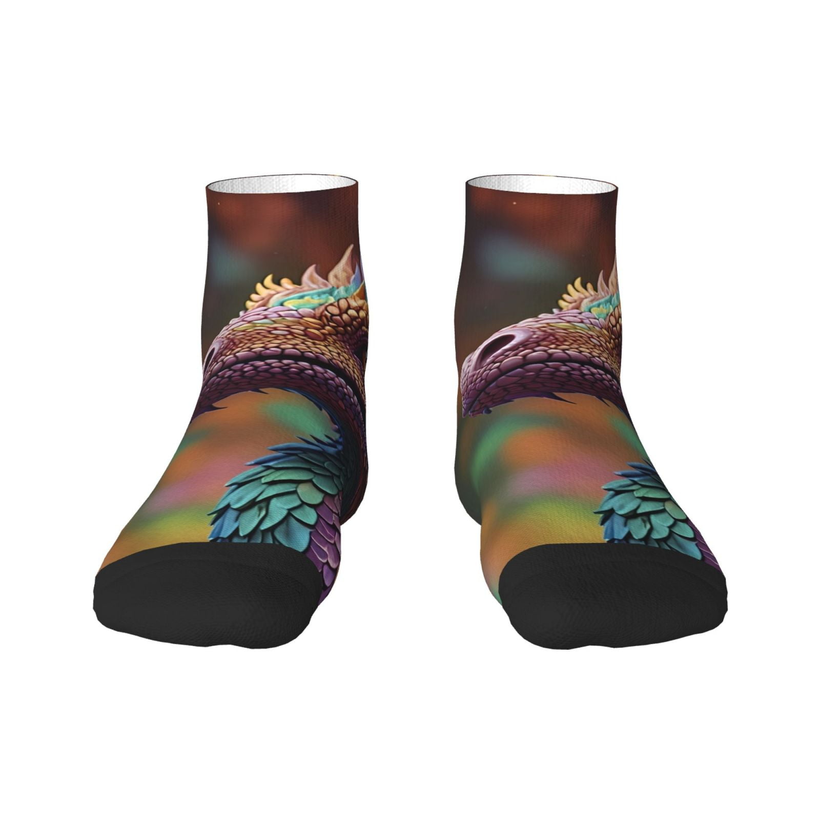 Goofa Rainbow Scales Fantasy Dragon Pattern Non Slip Socks with Grips ...