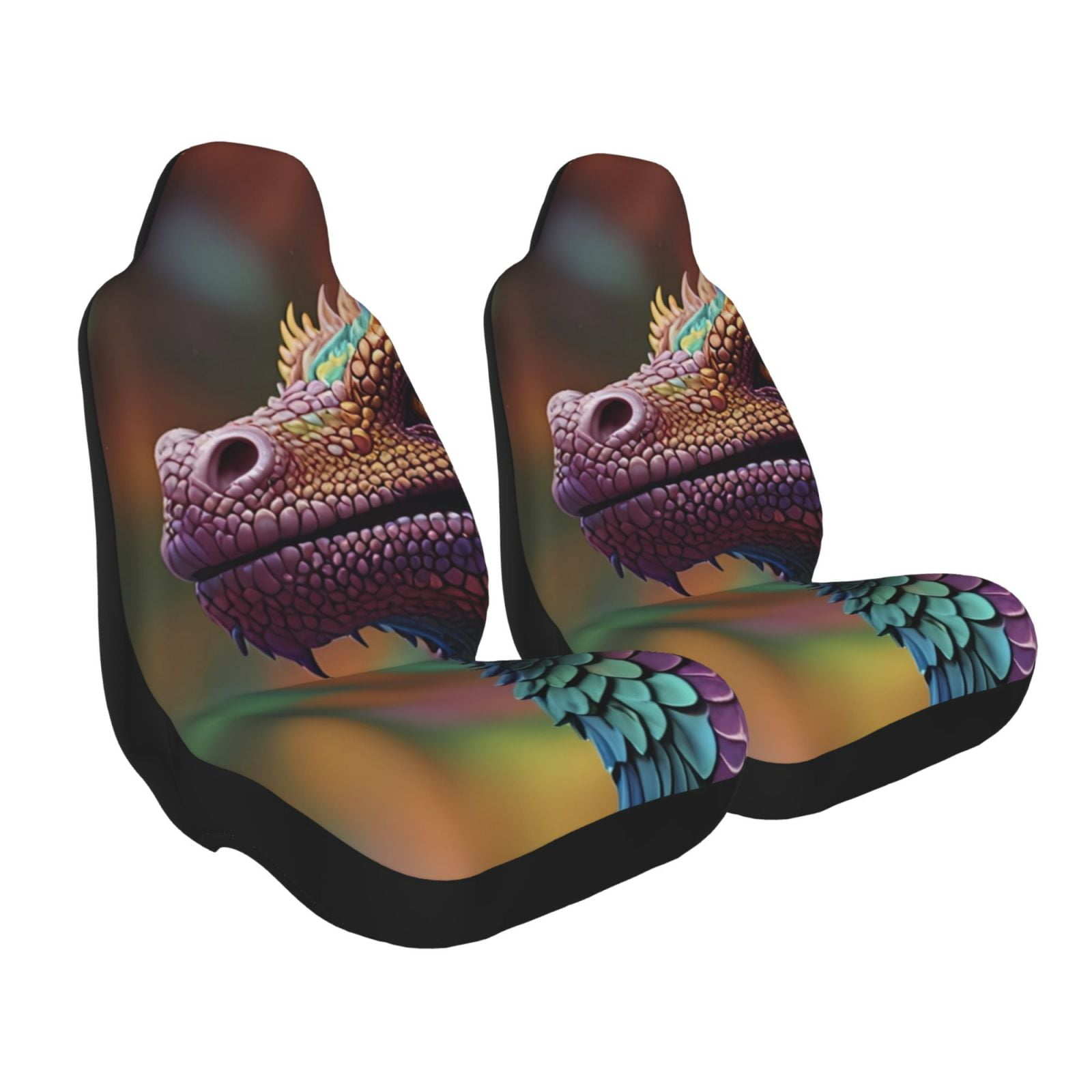 Goofa Rainbow Scales Fantasy Dragon Printed Car Seat Covers, Automotive ...