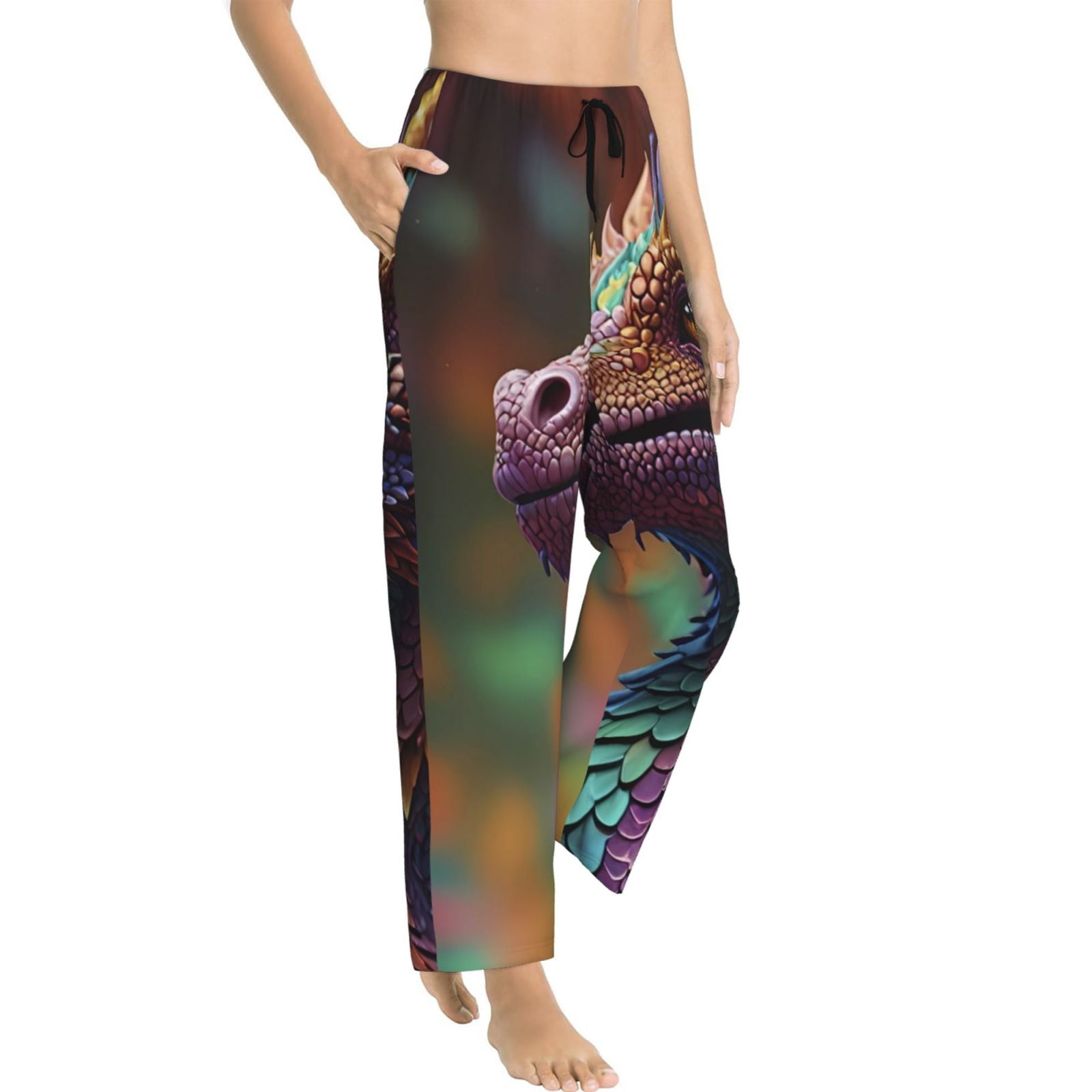 Goofa Rainbow Scales Fantasy Dragon Printed Soft Pajama Pants for Women ...