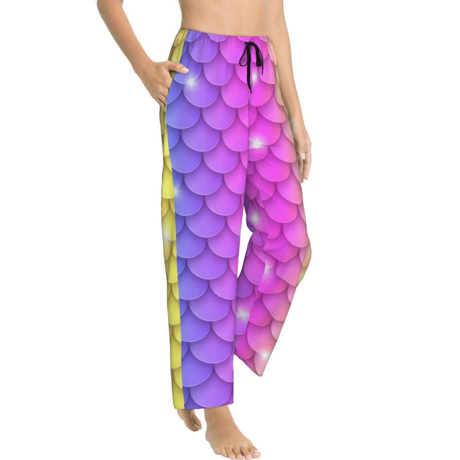 Goofa Rainbow Scales2 Printed Soft Pajama Pants for Women, Wide Leg ...