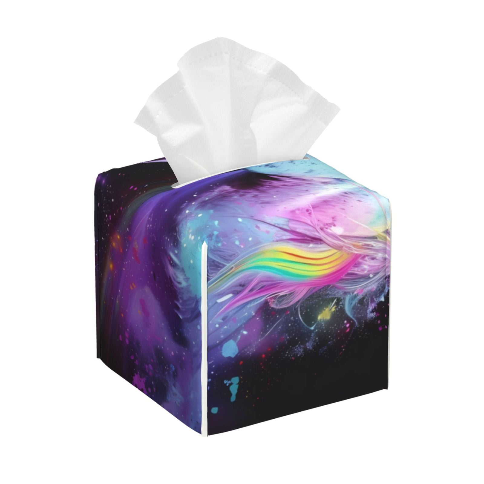 Goofa Rainbow Spotted White Horse Tissue Box Cover PVC Leather Tissue ...