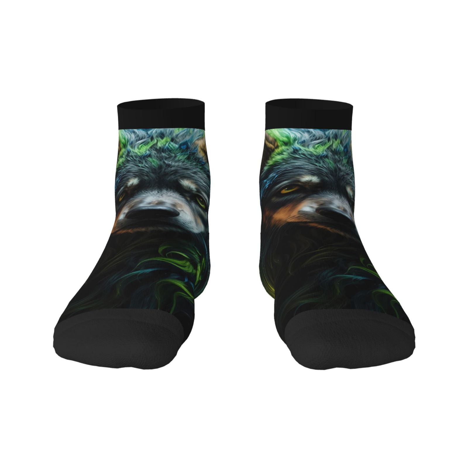 Goofa Realistic Style Colorful Wolf A Pattern Non Slip Socks with Grips ...