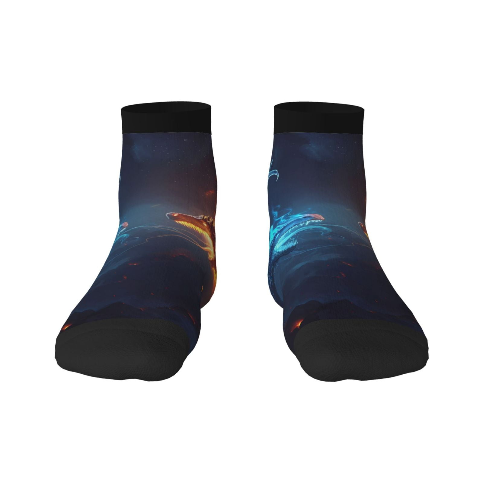 Goofa Red And Blue Fire Dragon C Pattern Non Slip Socks with Grips for ...