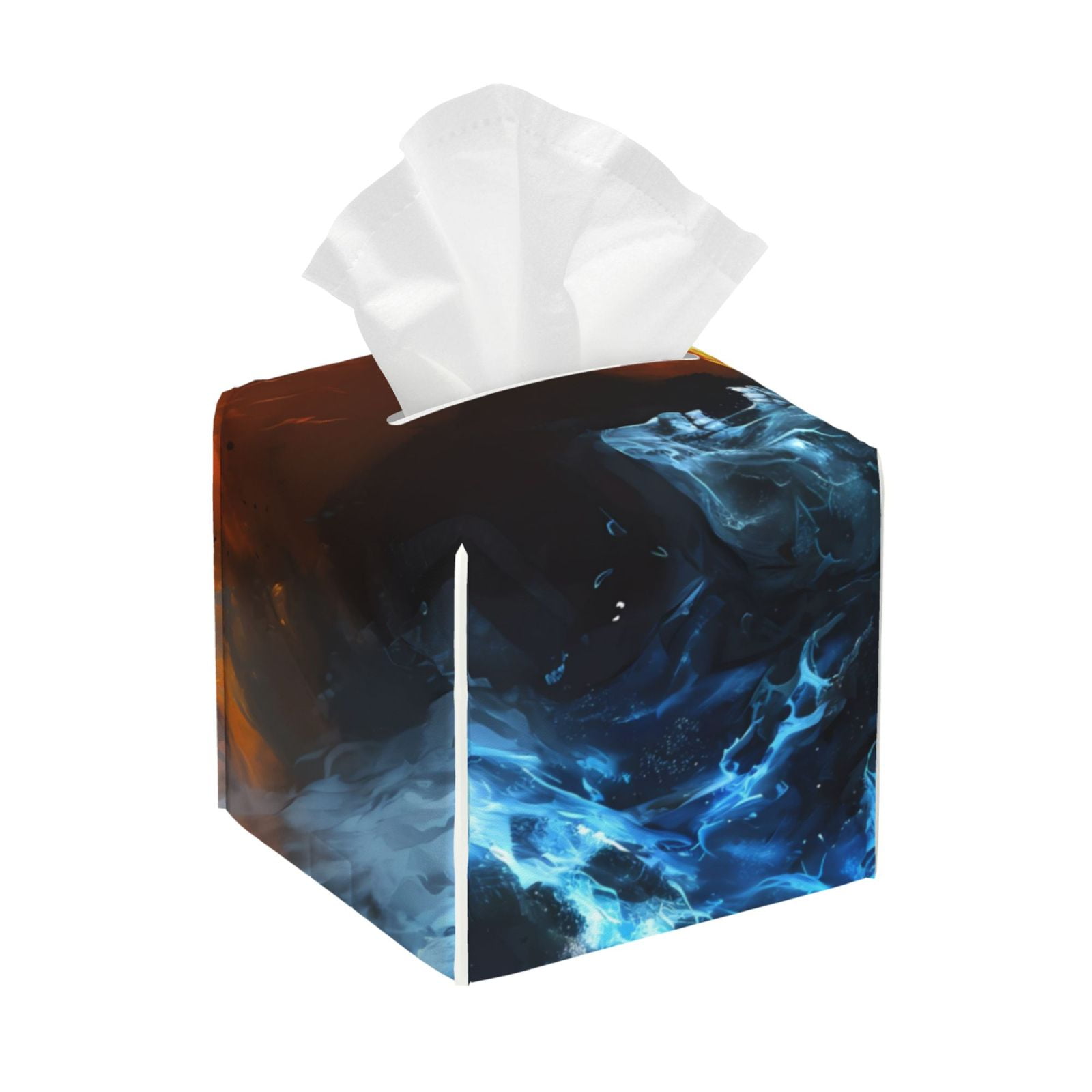 Goofa Red And Blue Fire Skull Warrior Tissue Box Cover PVC Leather ...