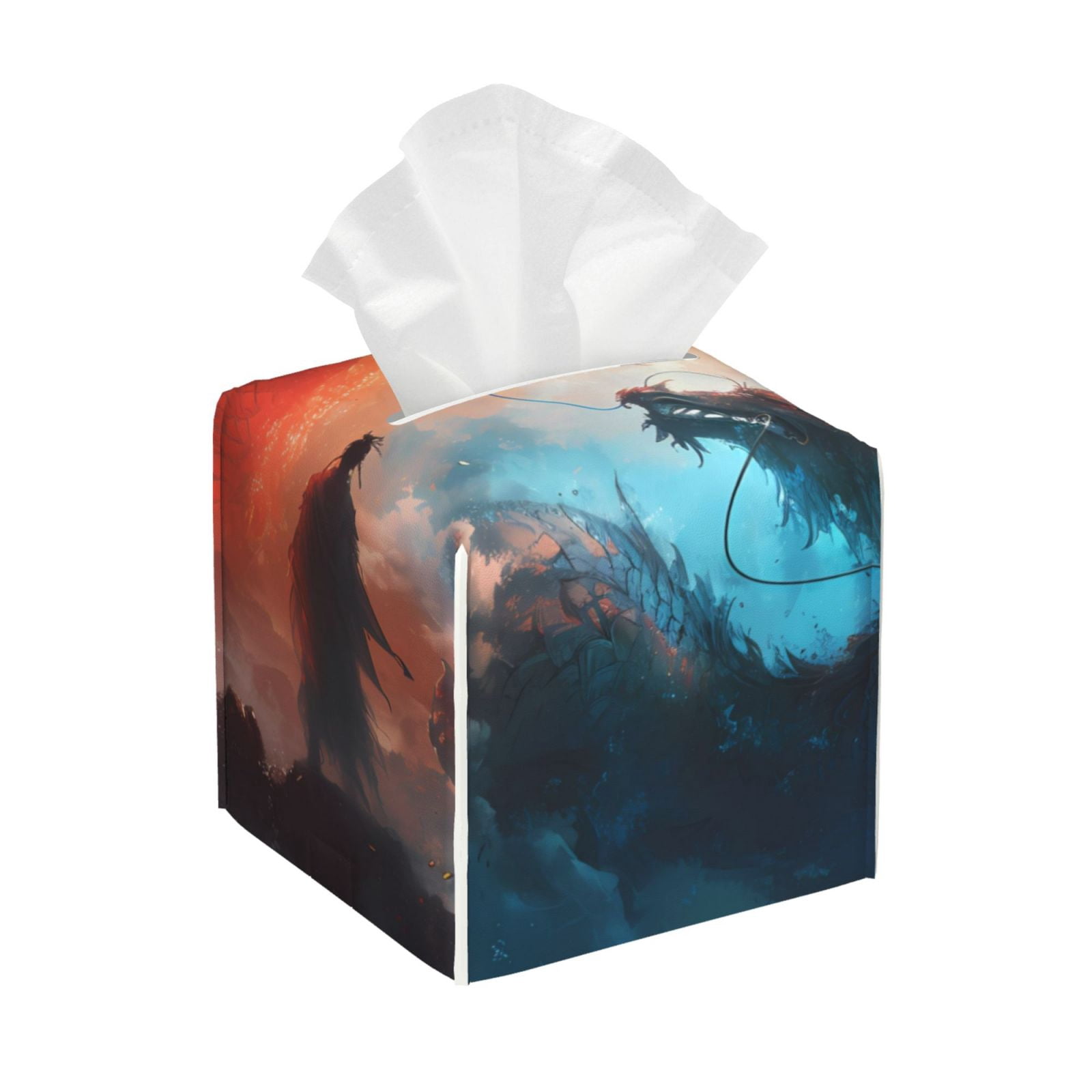 Goofa Red And Blue Sky Dragon Tissue Box Cover PVC Leather Tissue ...