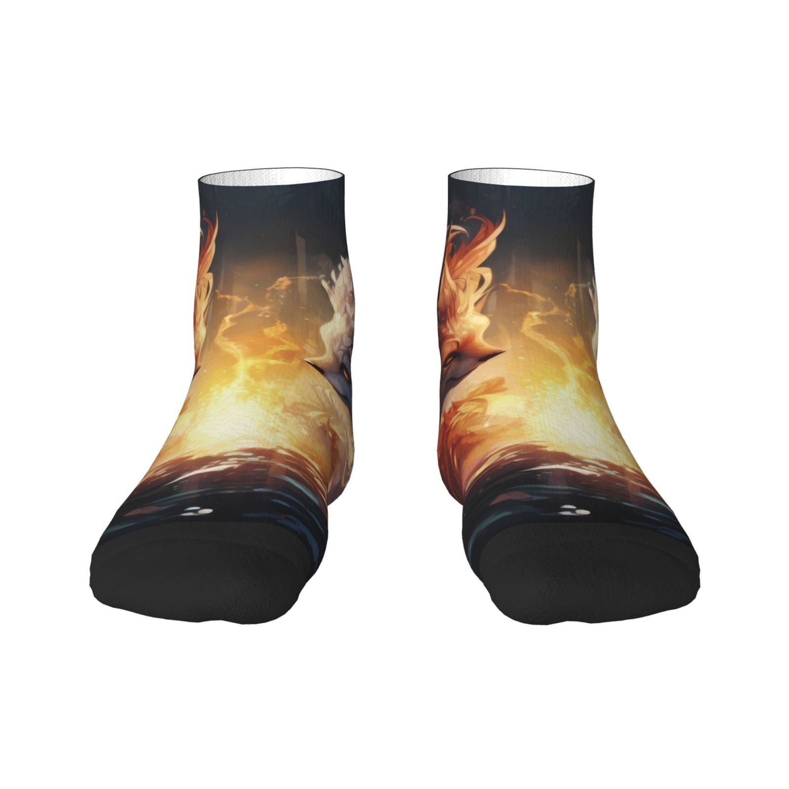 Goofa Red And White Flame Fox Pattern Non Slip Socks with Grips for ...