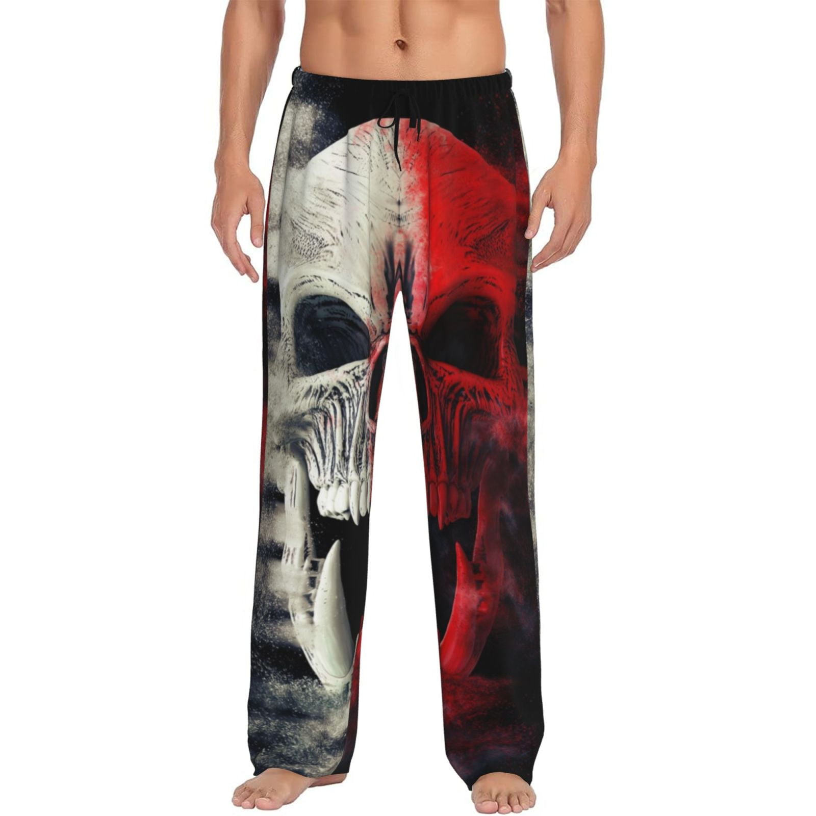 Goofa Red And White Screaming Demon Skull Pattern Printed Soft Pajama ...