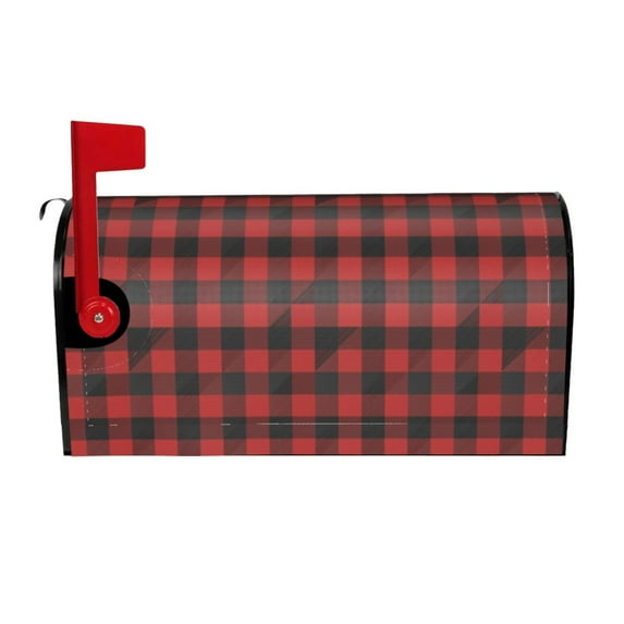 Goofa Red Black Plaid Pattern Mailbox Cover, Mailbox Decoration with ...