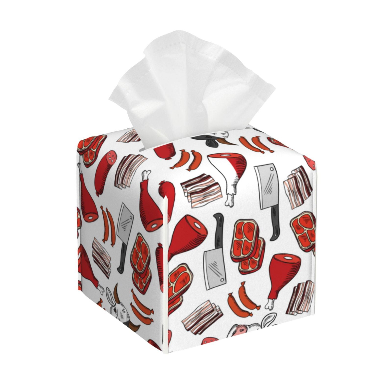 Goofa Red Food Tissue Box Cover PVC Leather Tissue Holder Square Facial ...