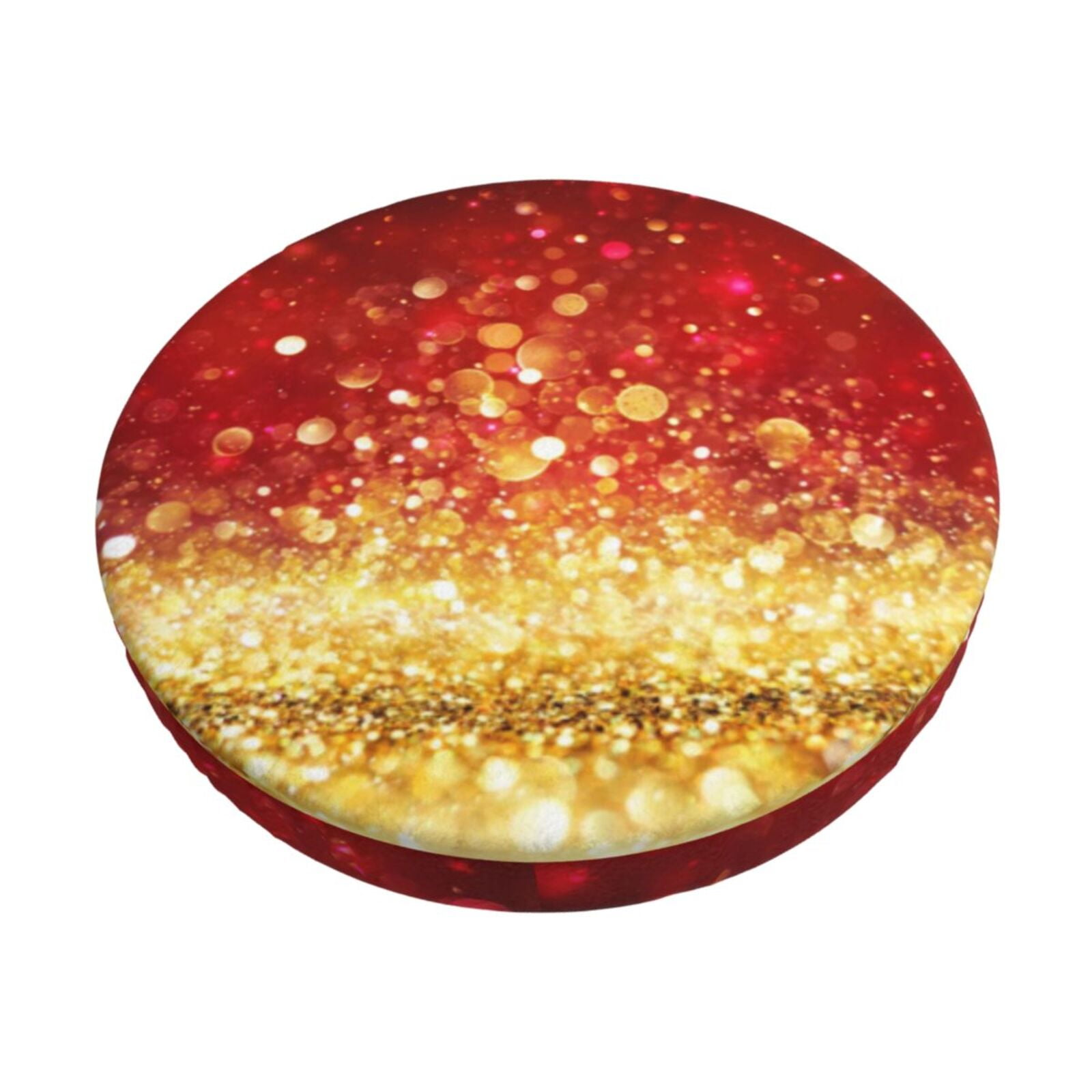 Goofa Red Gold Glitter Printed Stool Covers Round, Waterproof Round Bar ...