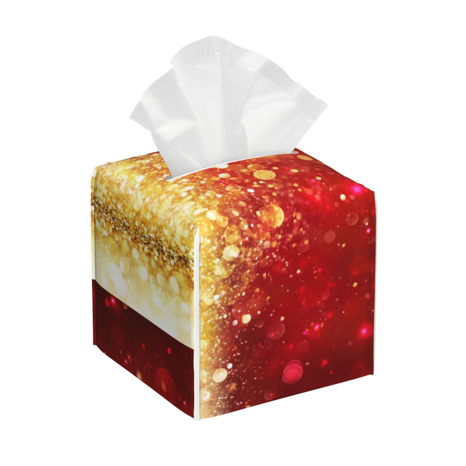 Goofa Red Gold Glitter Tissue Box Cover PVC Leather Tissue Holder ...