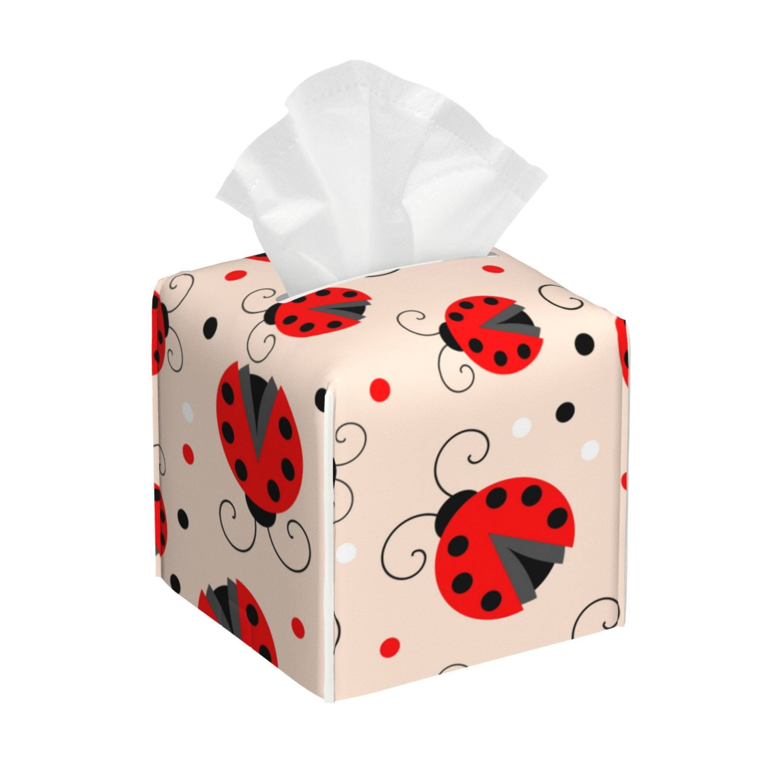 Goofa Red Ladybug Tissue Box Cover PVC Leather Tissue Holder Square ...
