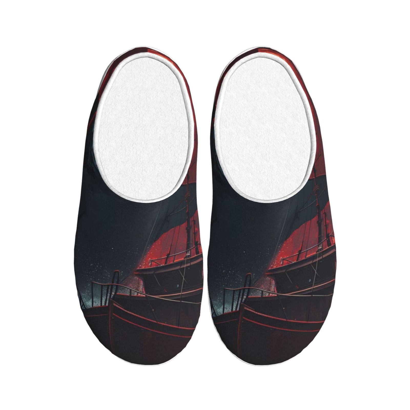 Goofa Red Moon Shark Sailboat Print Womens Mens Cotton Lightweight ...