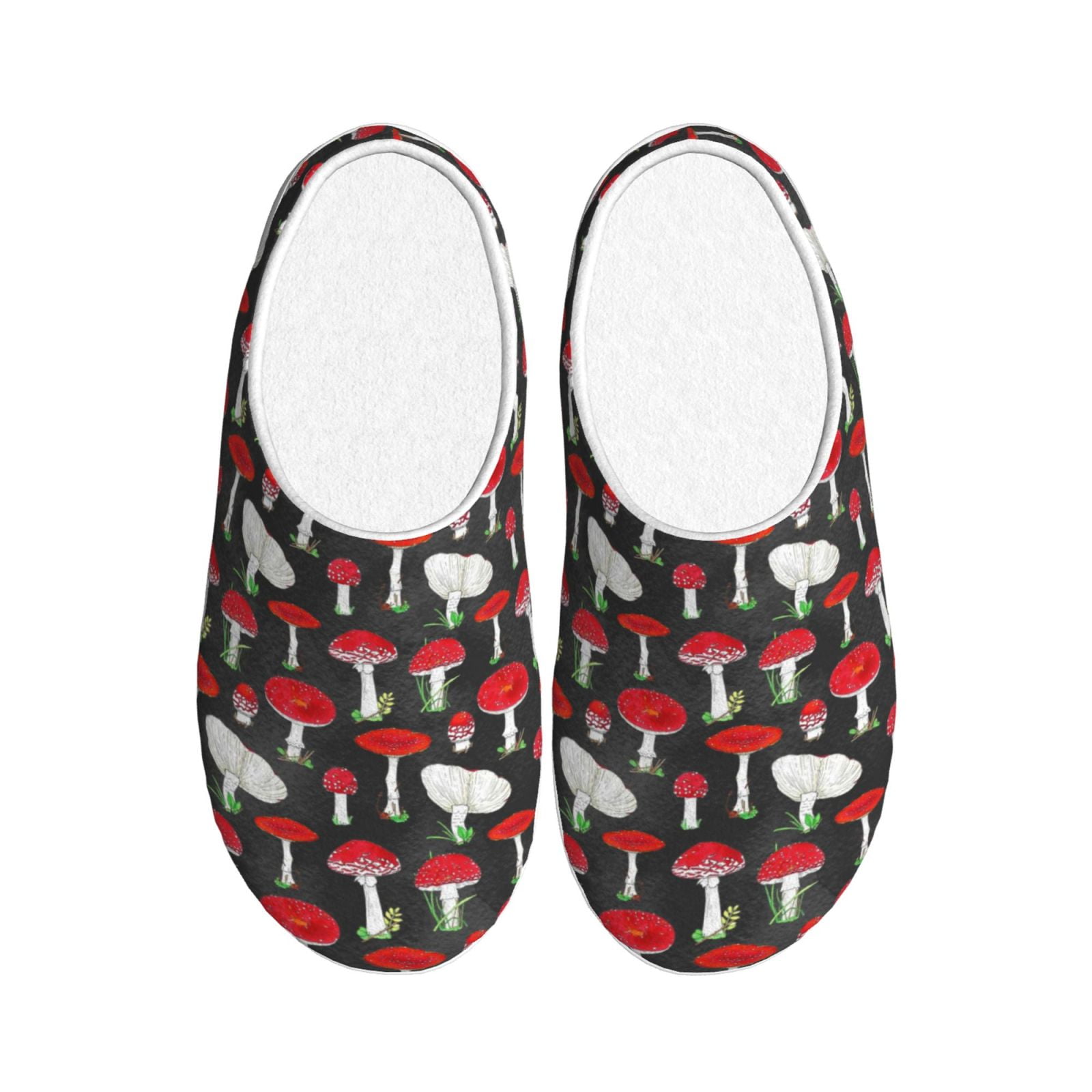 Goofa Red Mushrooms Print Womens Mens Cotton Lightweight House Slippers ...