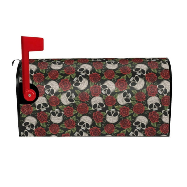 Goofa Red Rose Skull Pattern Mailbox Cover, Mailbox Decoration with ...