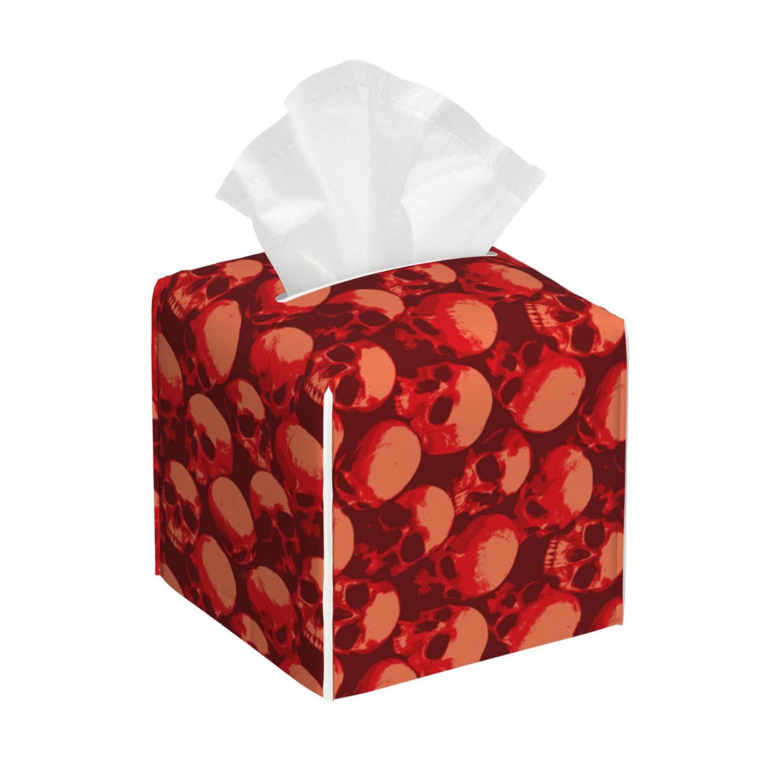 Goofa Red Skulls 1 Tissue Box Cover PVC Leather Tissue Holder Square ...