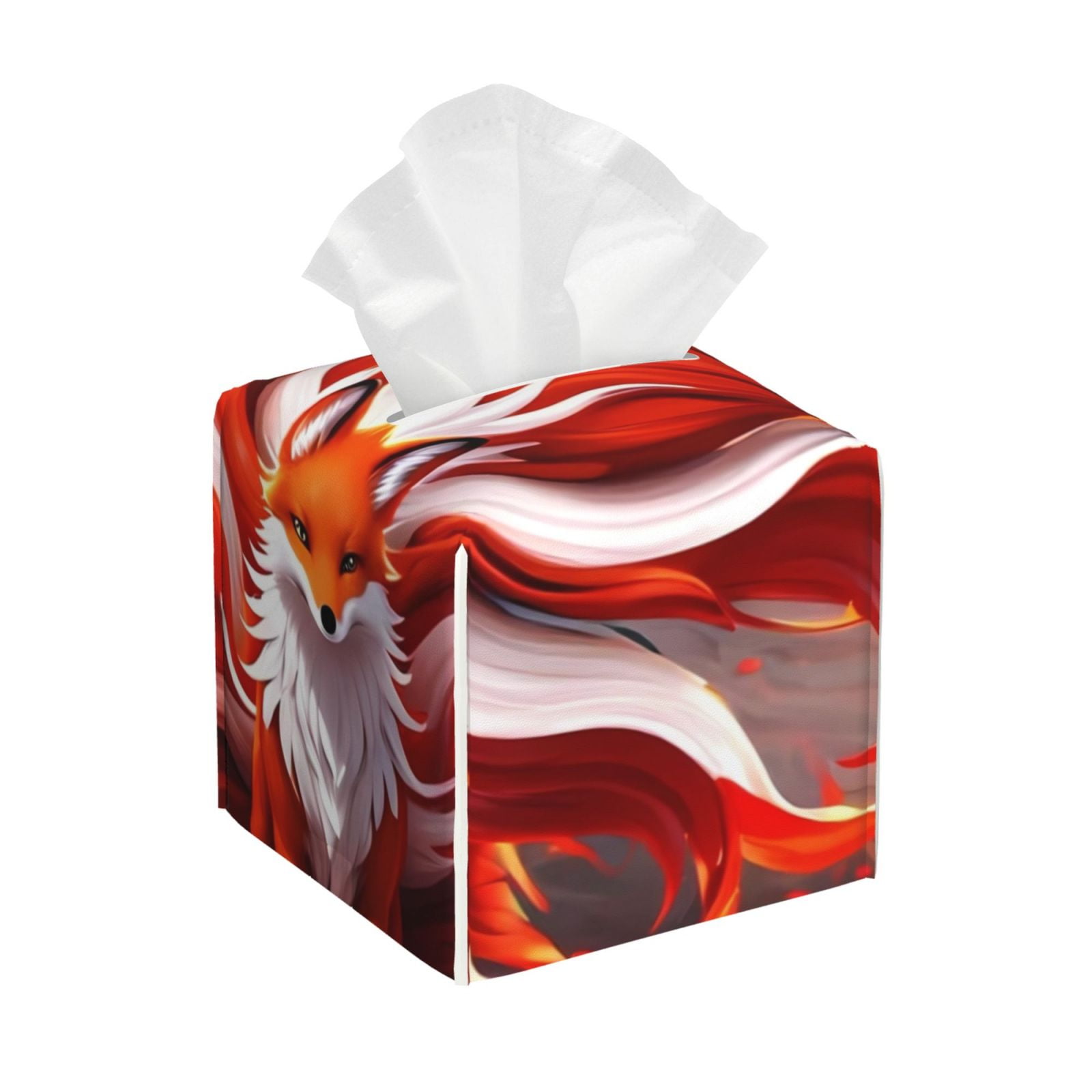 Goofa Red Sun Flame Fox Tissue Box Cover PVC Leather Tissue Holder ...
