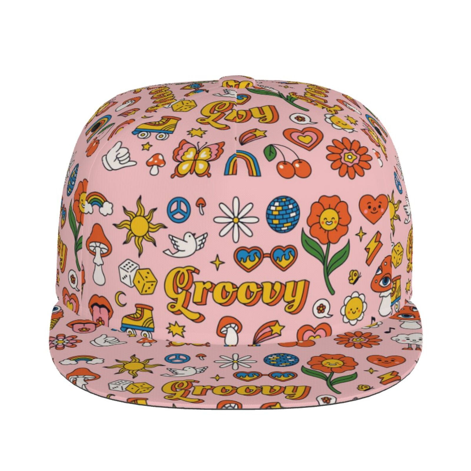 Goofa Retro 70s Hippie Printed Men's Baseball Cap,Straight Brim Hat ...