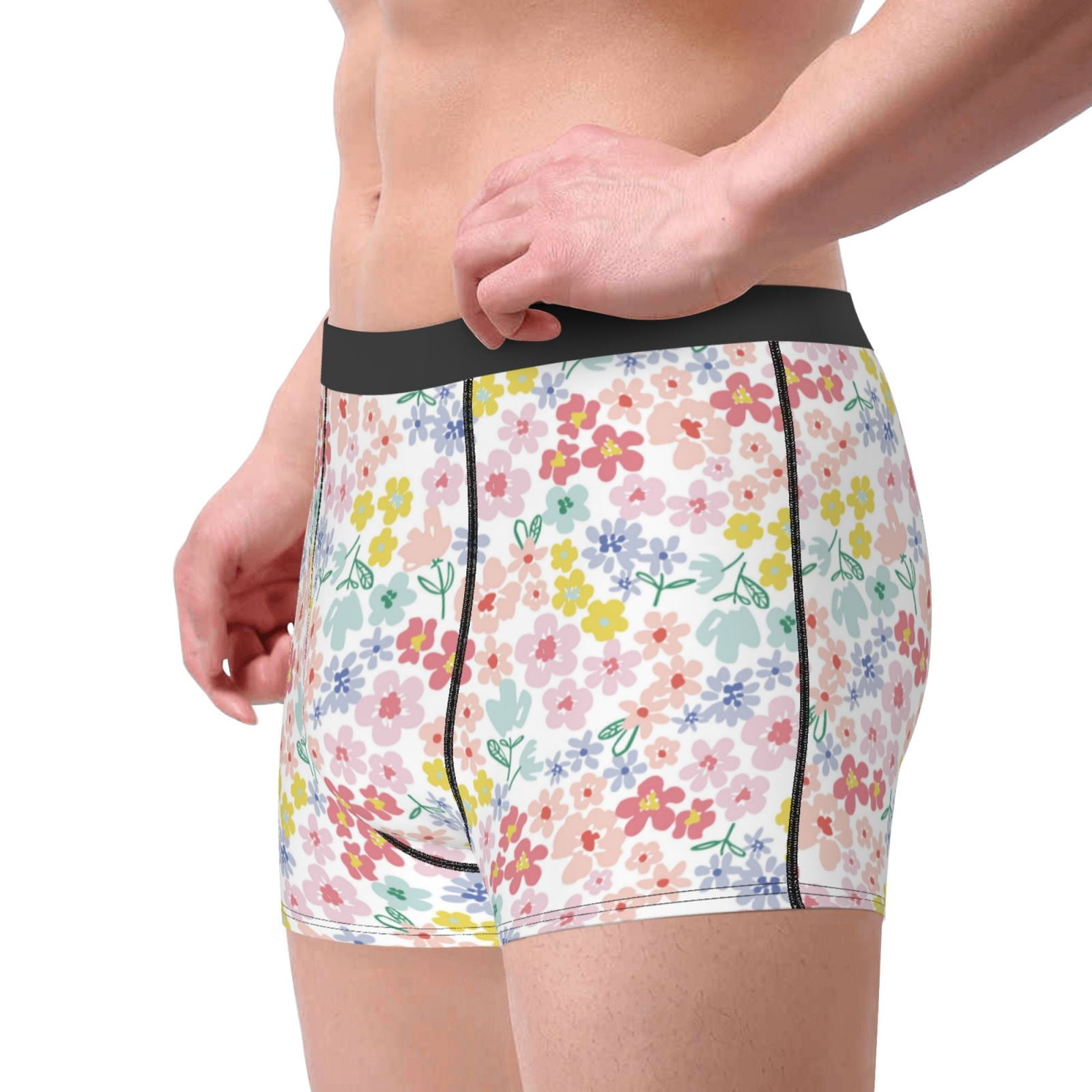 Goofa Retro Floral Printed Men's Boxer Briefs Underwear, Moisture ...
