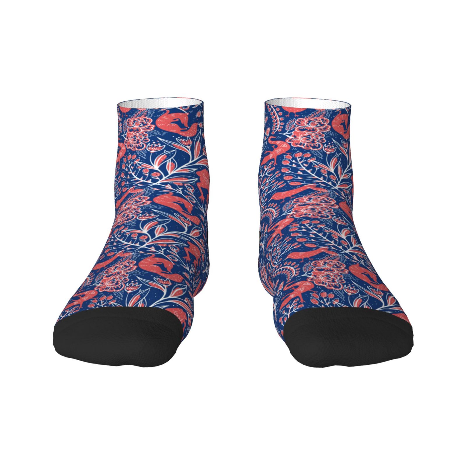 Goofa Retro plants forest animals Pattern Non Slip Socks with Grips for ...
