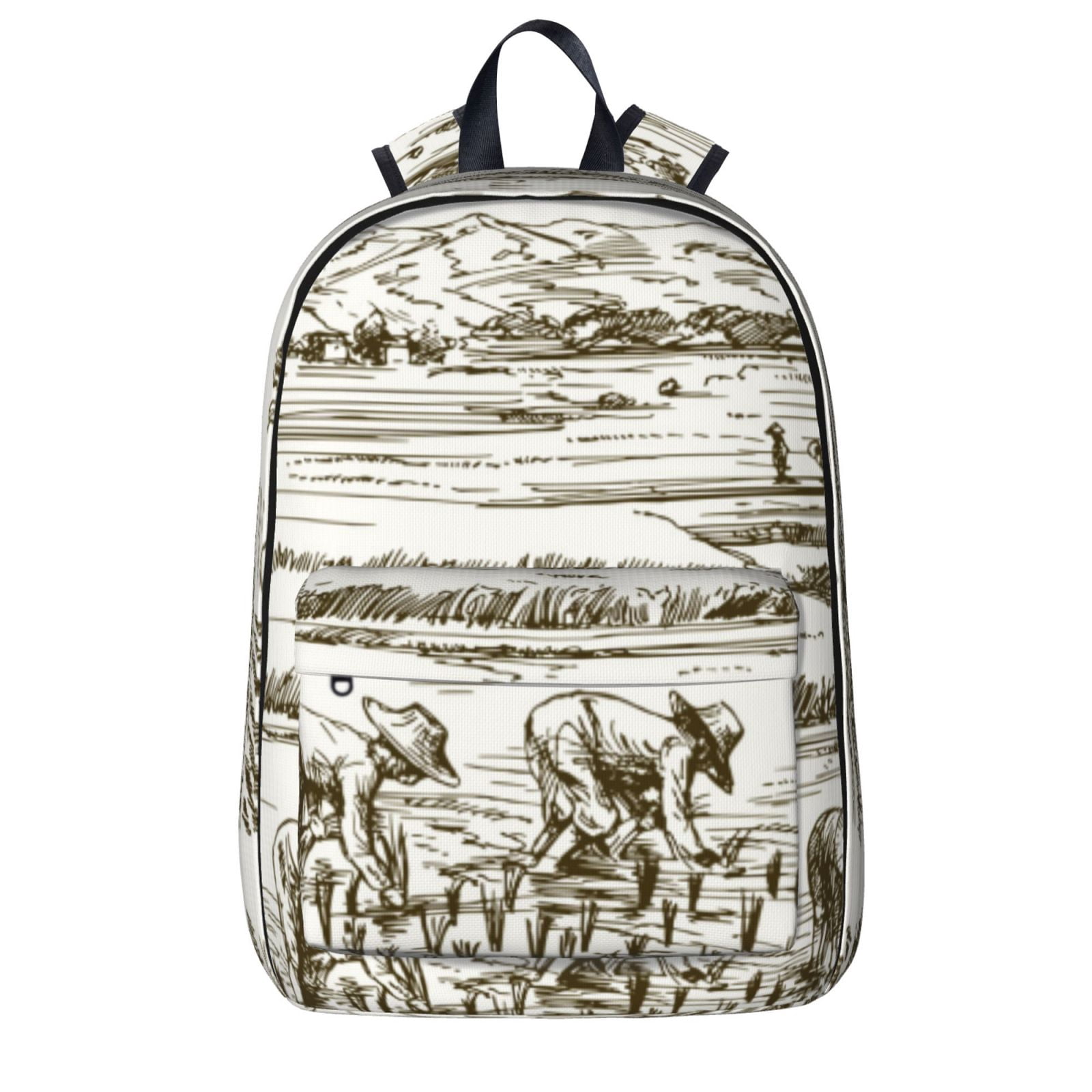 Goofa Rice Harvest Printed Backpack,Laptop Backpack,Durable Anti-Theft ...