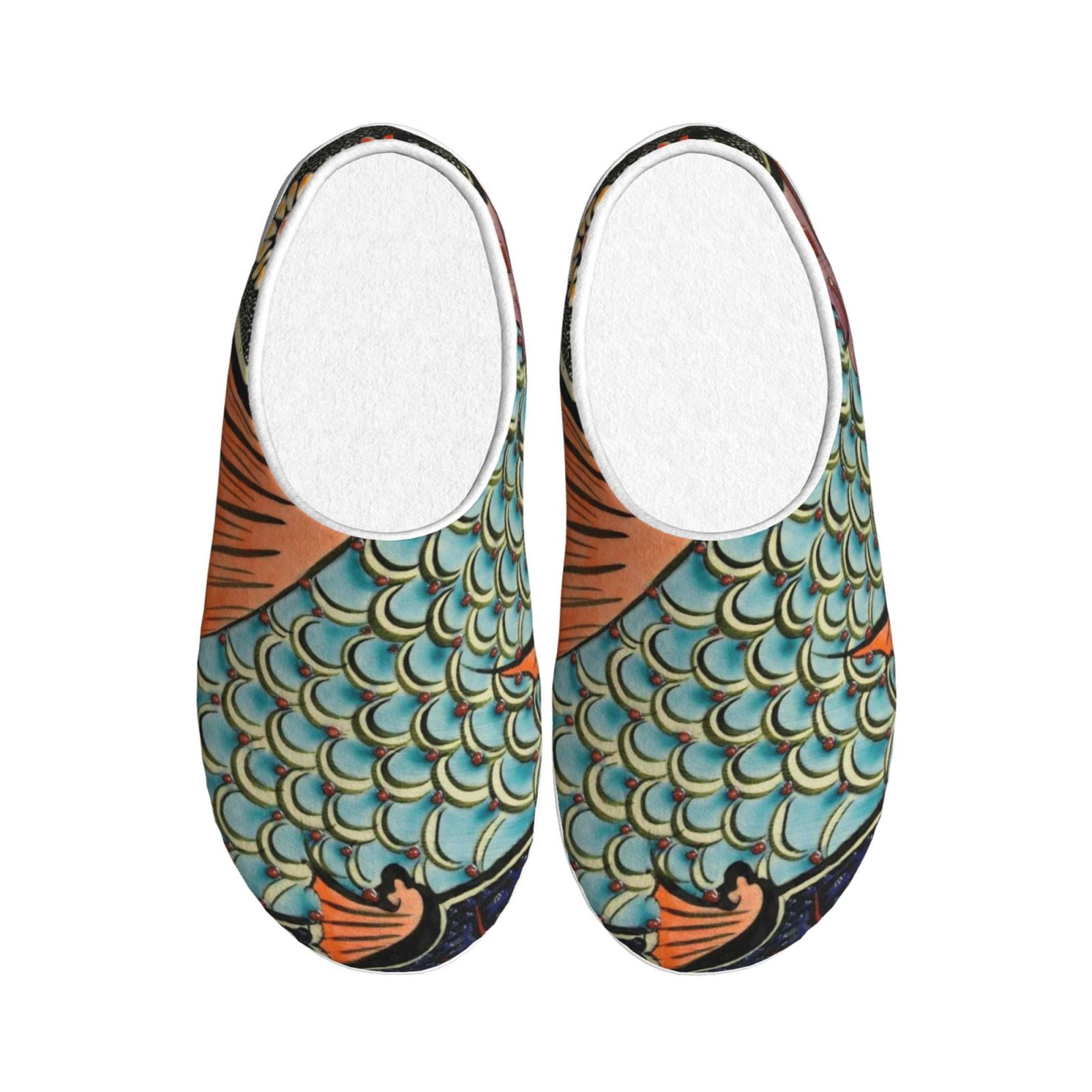 Goofa Rich Fish Print Womens Mens Cotton Lightweight House Slippers ...