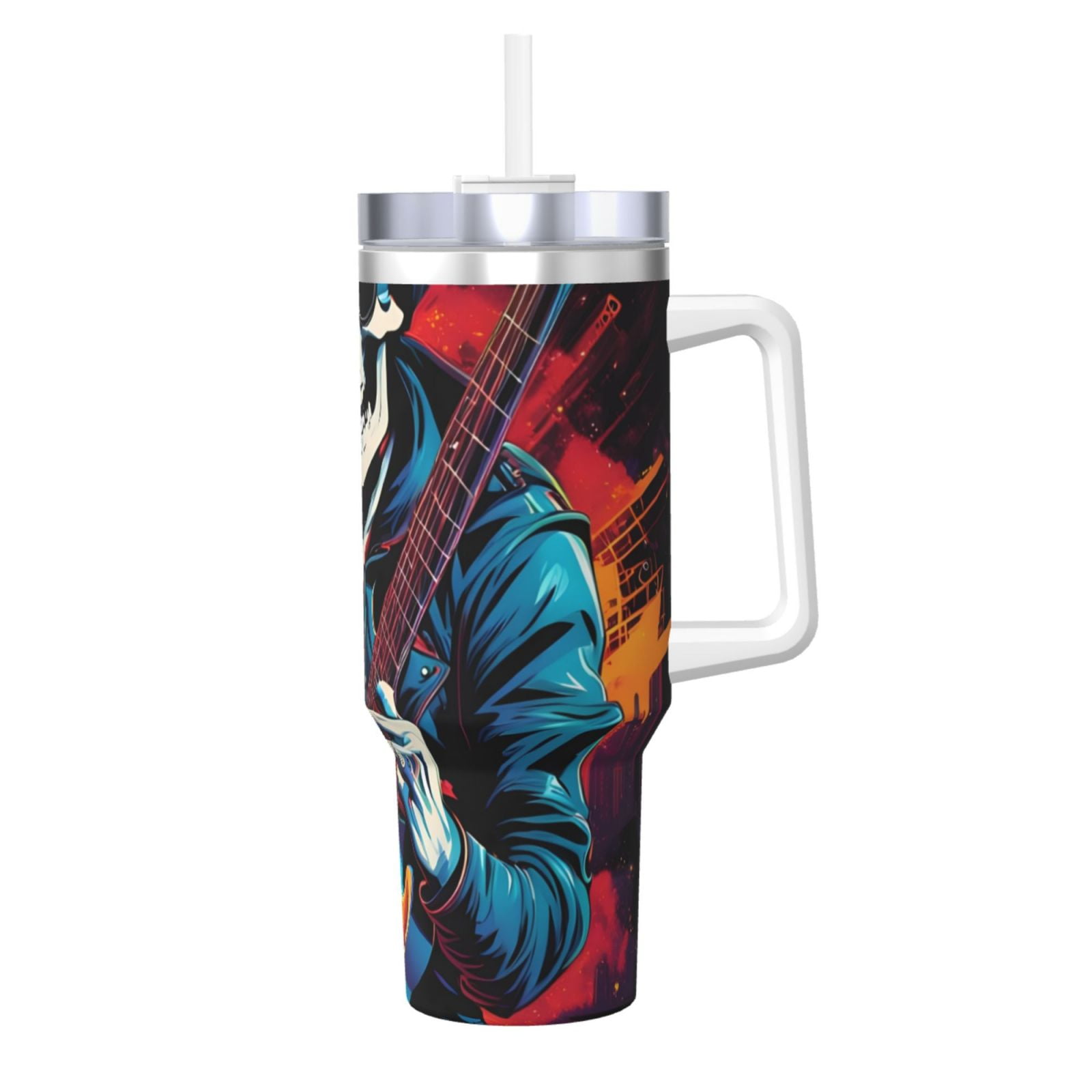 Goofa Rock Skull Singer Print 40oz Ice Bully With Handle And Straw ...