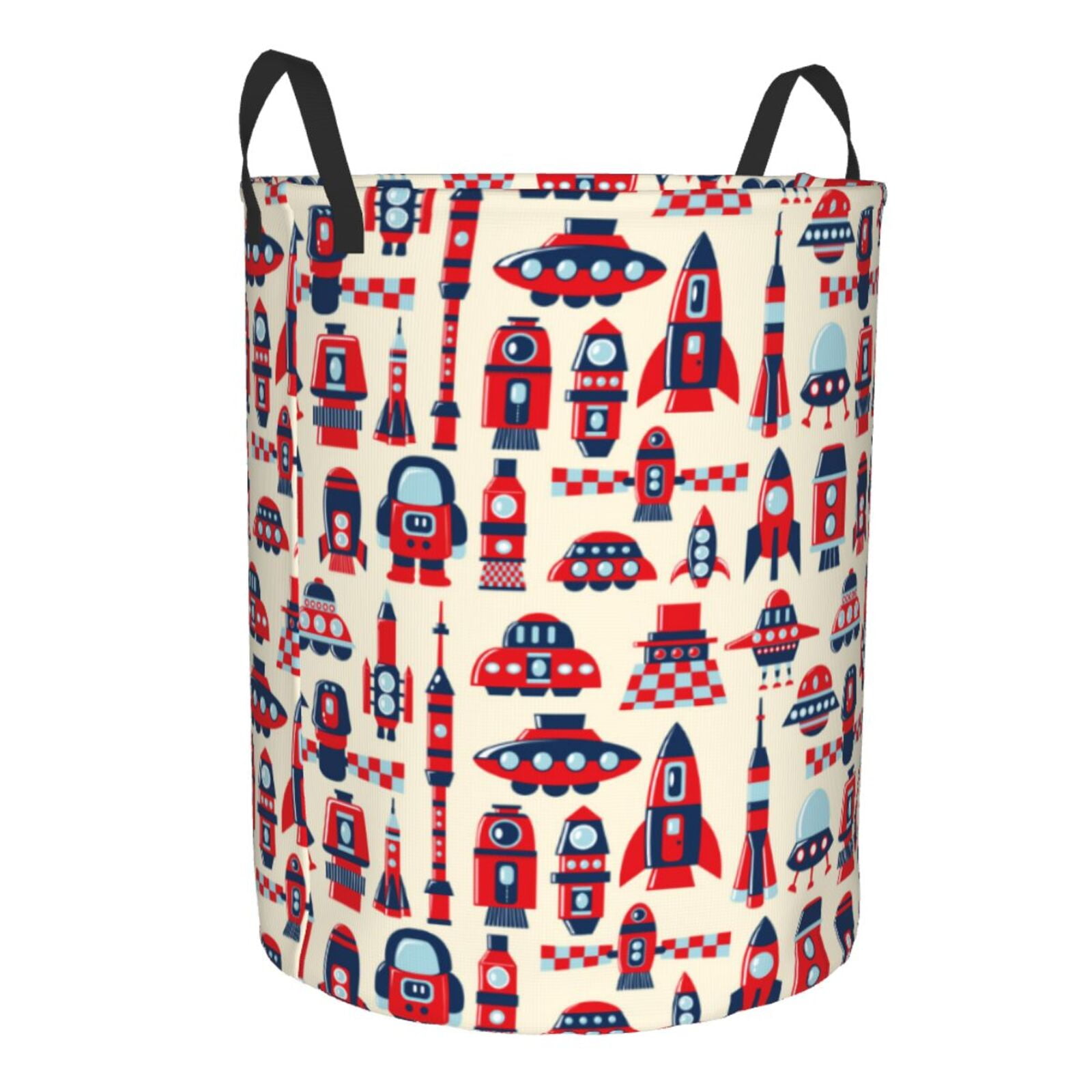 Goofa Rocket Pattern Printed Circular Hamper,Laundry Basket with ...