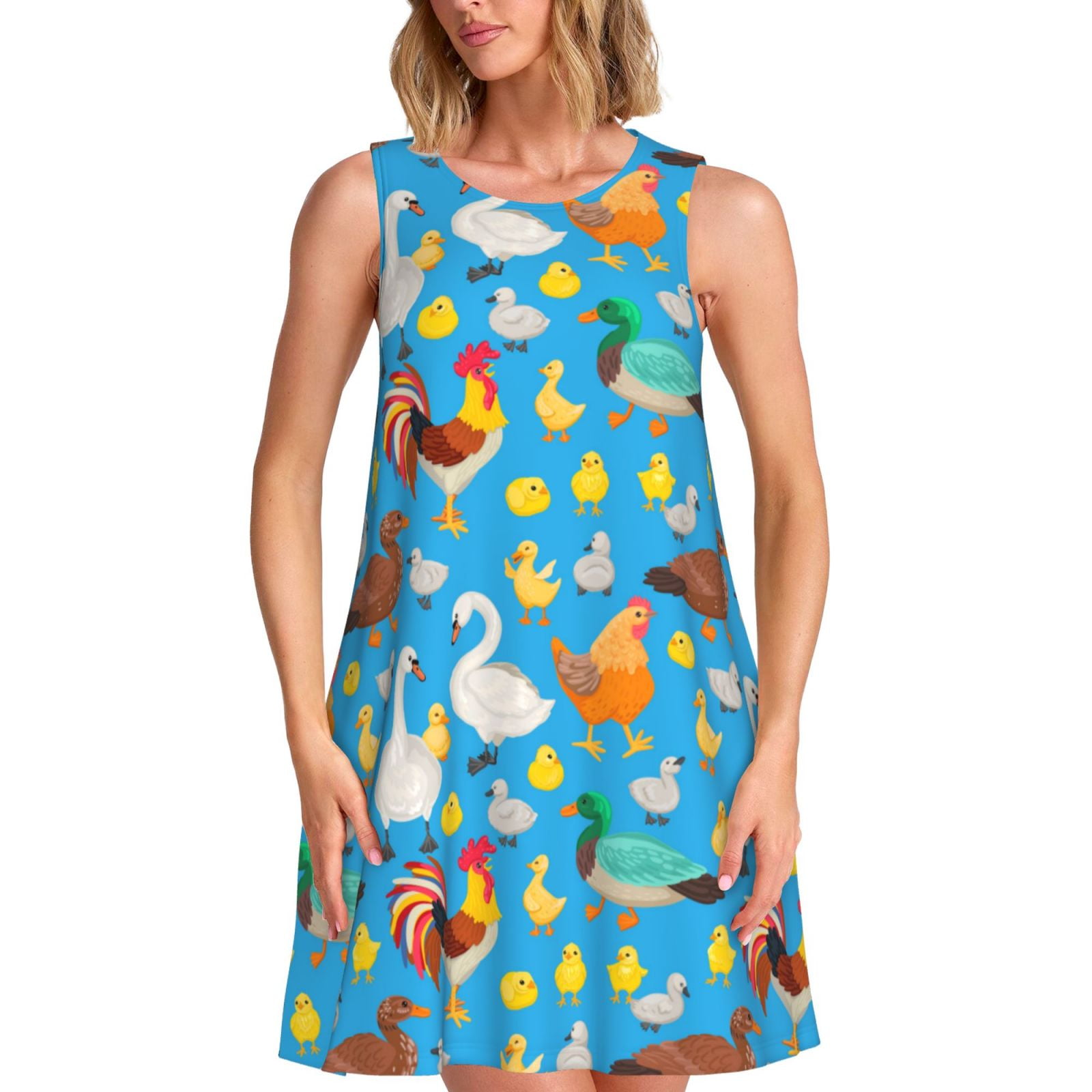 Goofa Rooster And Chickens for Summer Dresses for Women – Beach Floral ...
