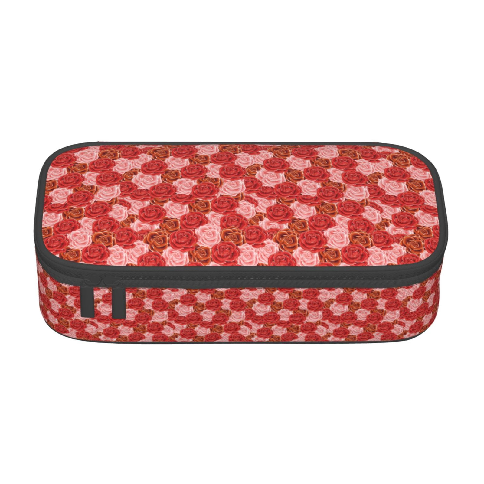 Goofa Rose Flowers Pattern Pencil Case, Multi- Slot Pencil Pouch ...