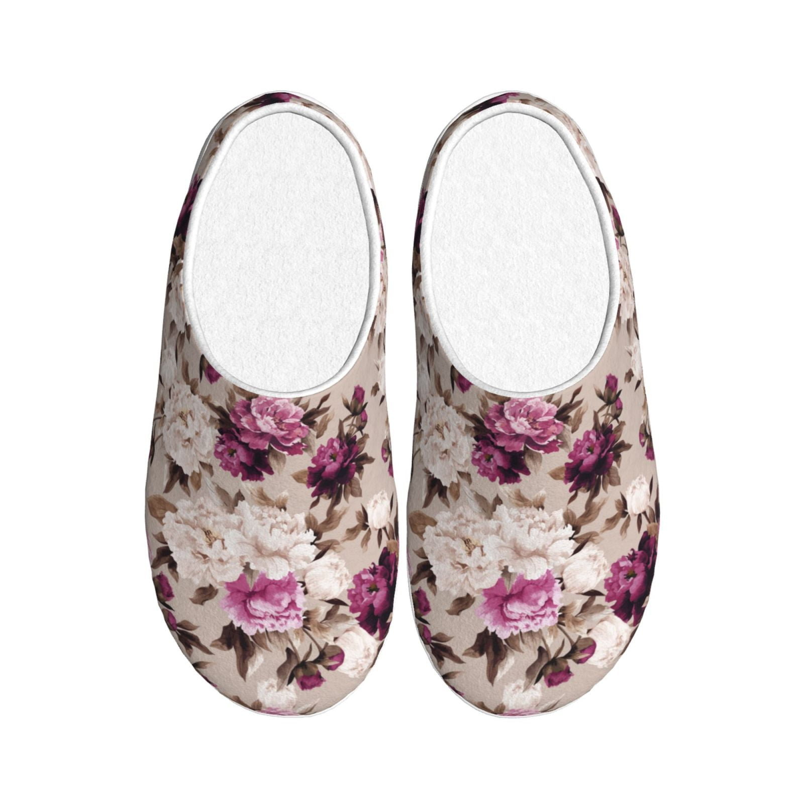 Goofa Rose Flowers Print Womens Mens Cotton Lightweight House Slippers ...